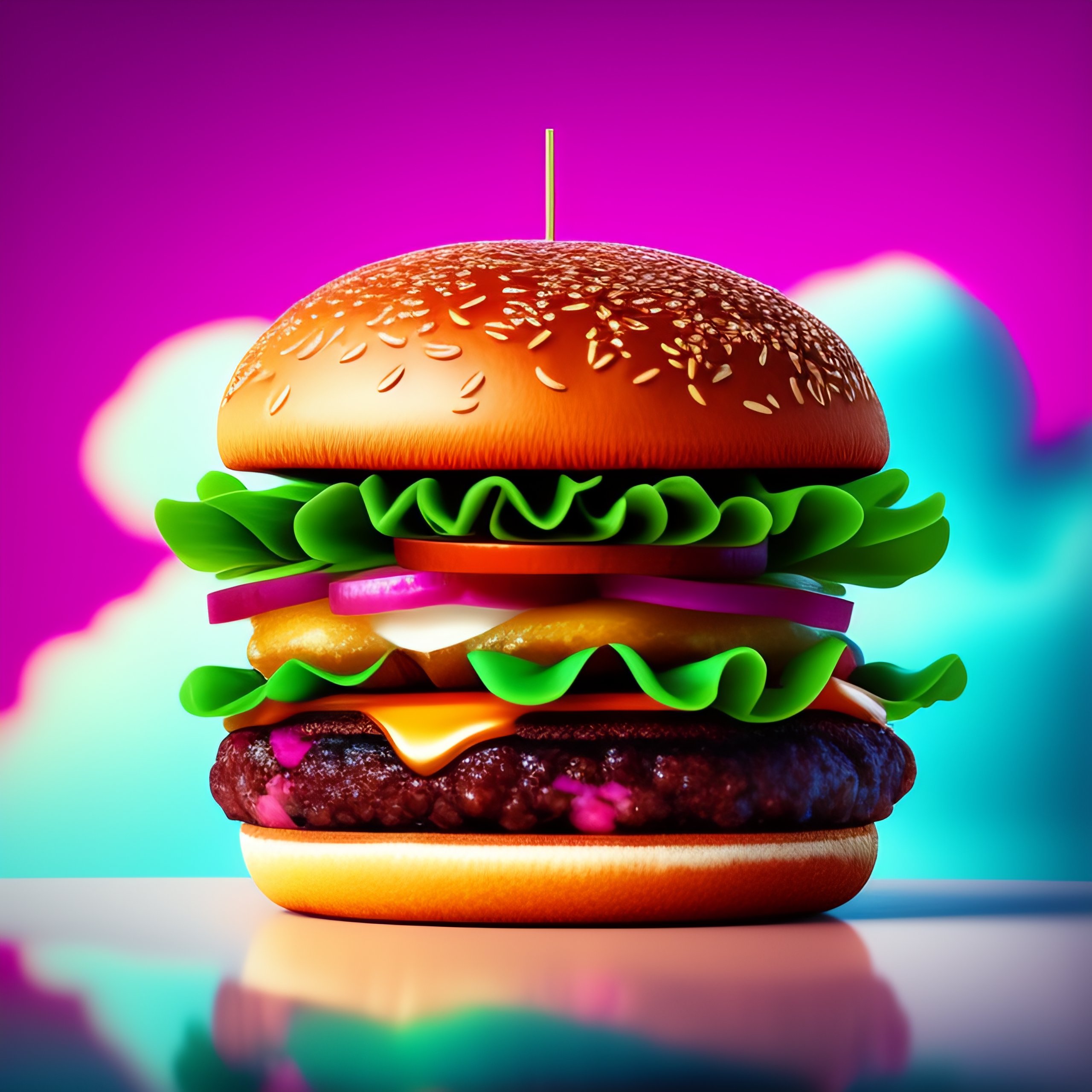 Lexica - Burger colorway, pink cloud background