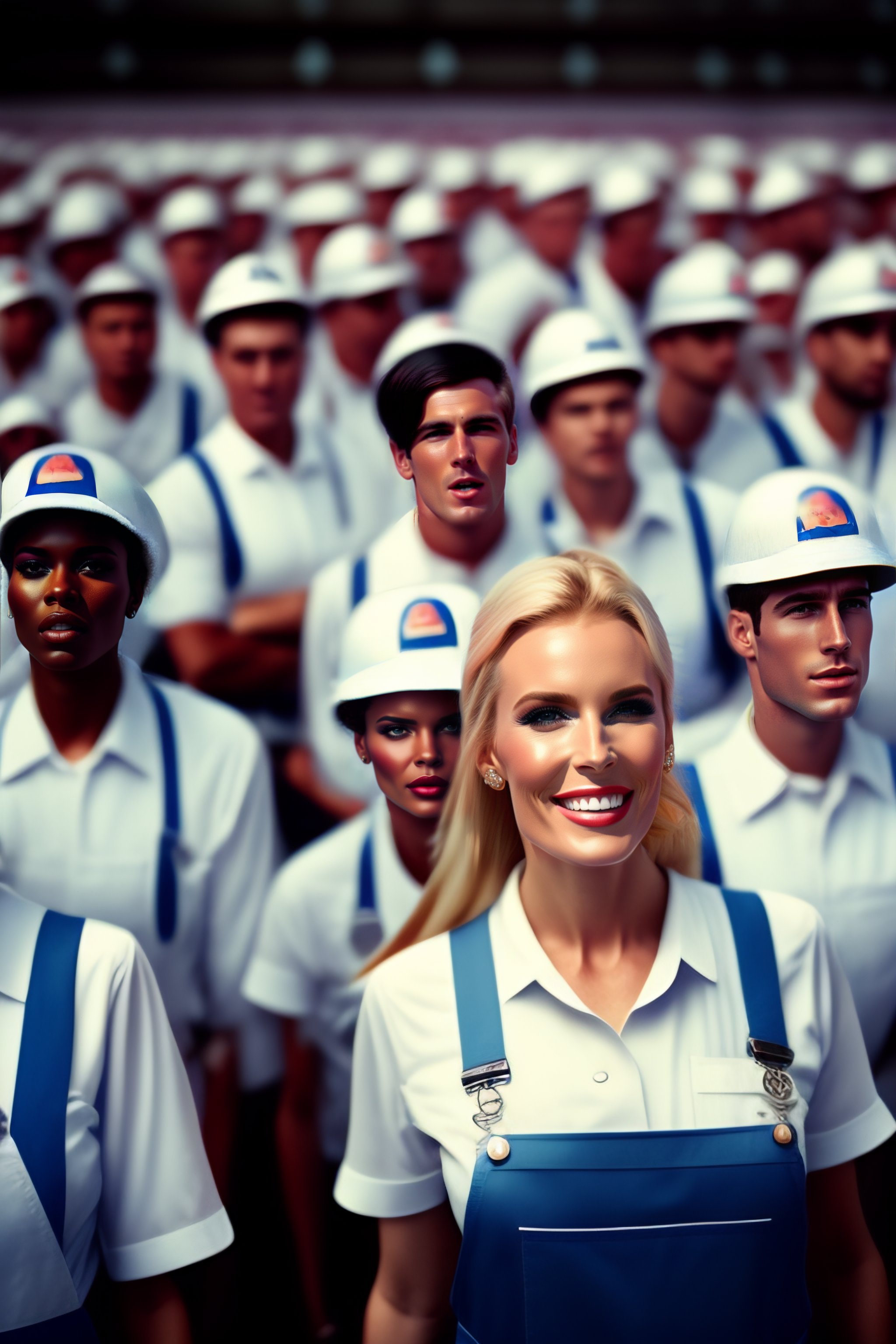 Lexica - A huge crowd of white people wearing white maintenance uniform ...