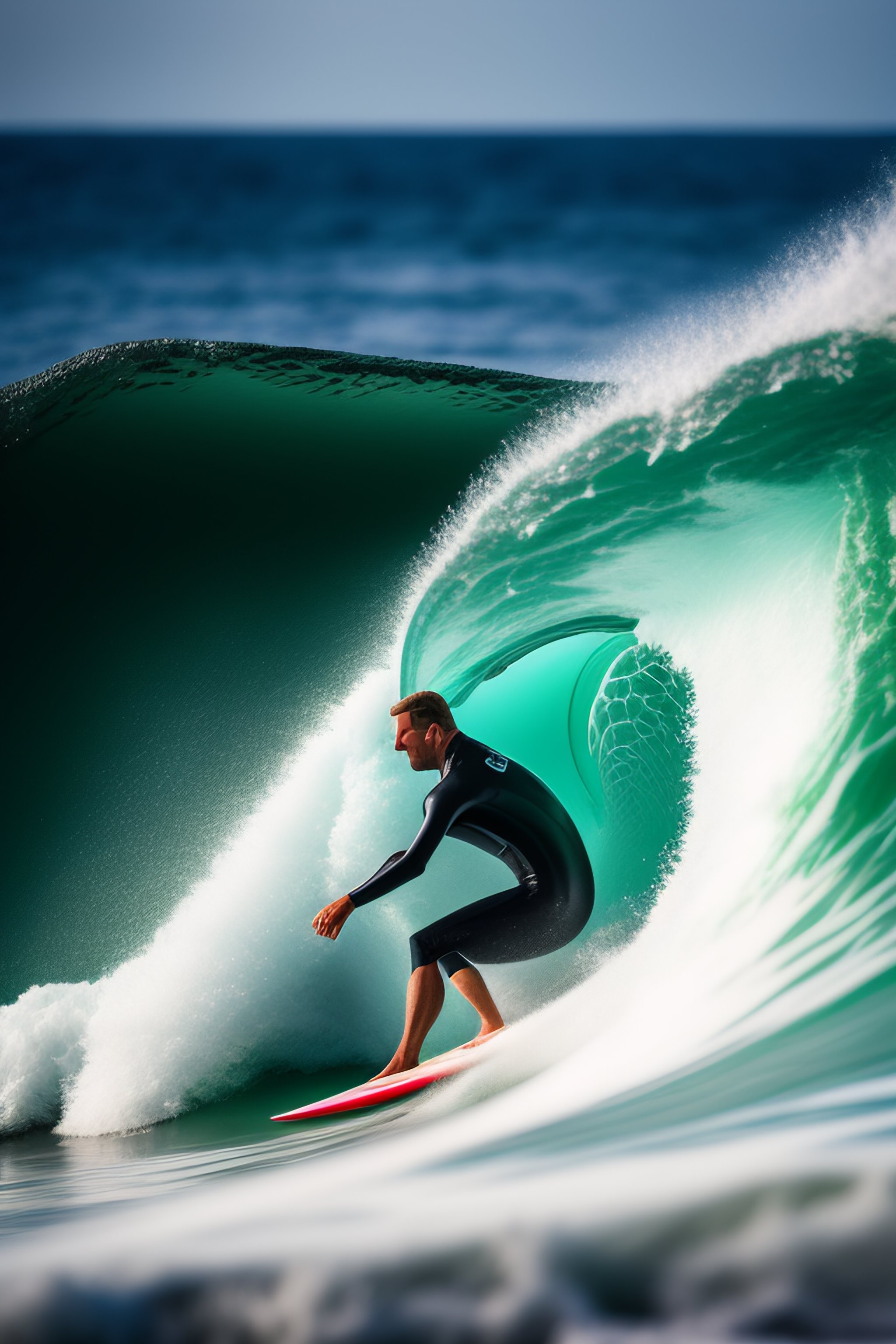 Lexica - Portrait of a surfer in a wave barrel, 200mm f/2