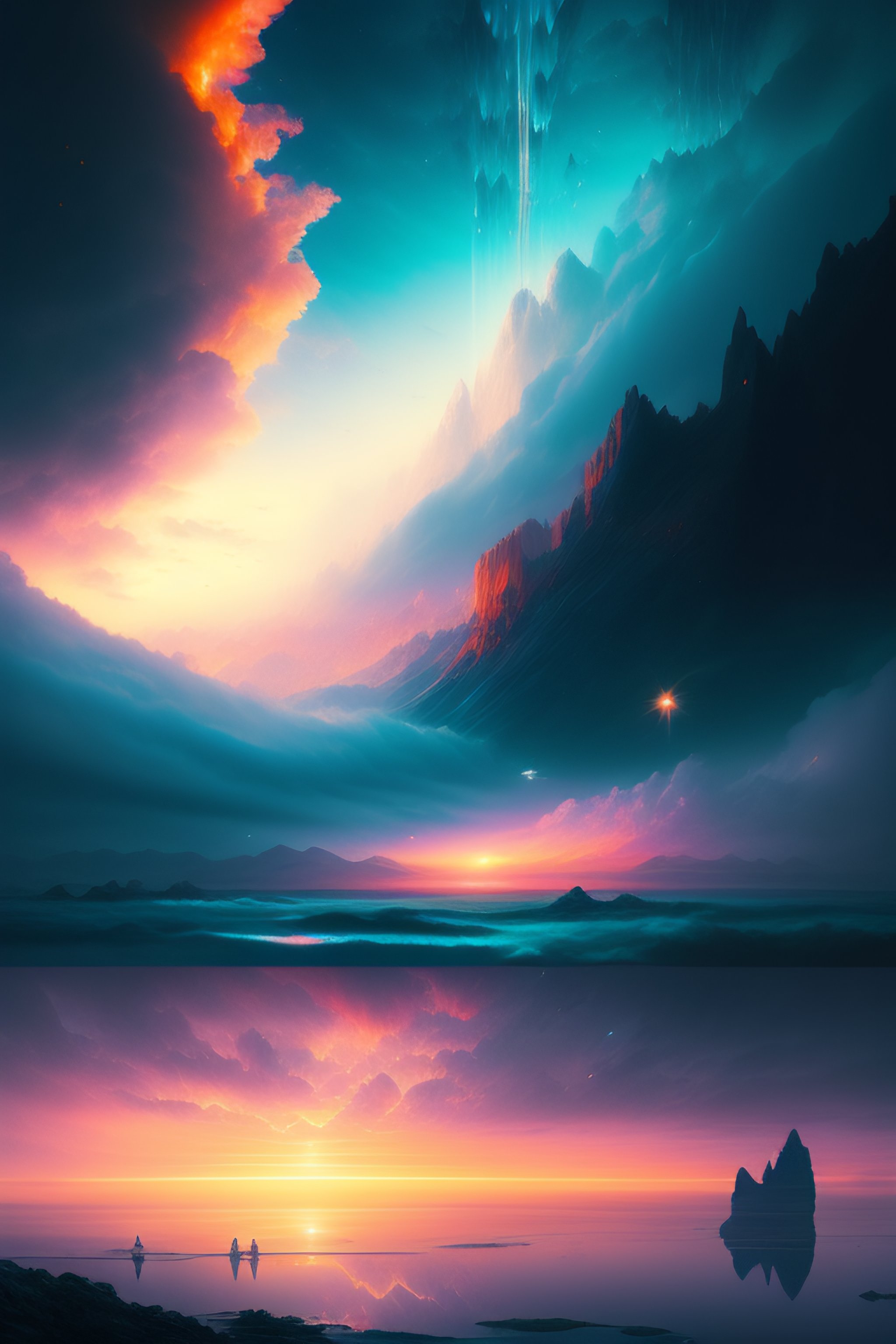 Lexica - A surreal dreamlike scene of the sky shattering like glass ...