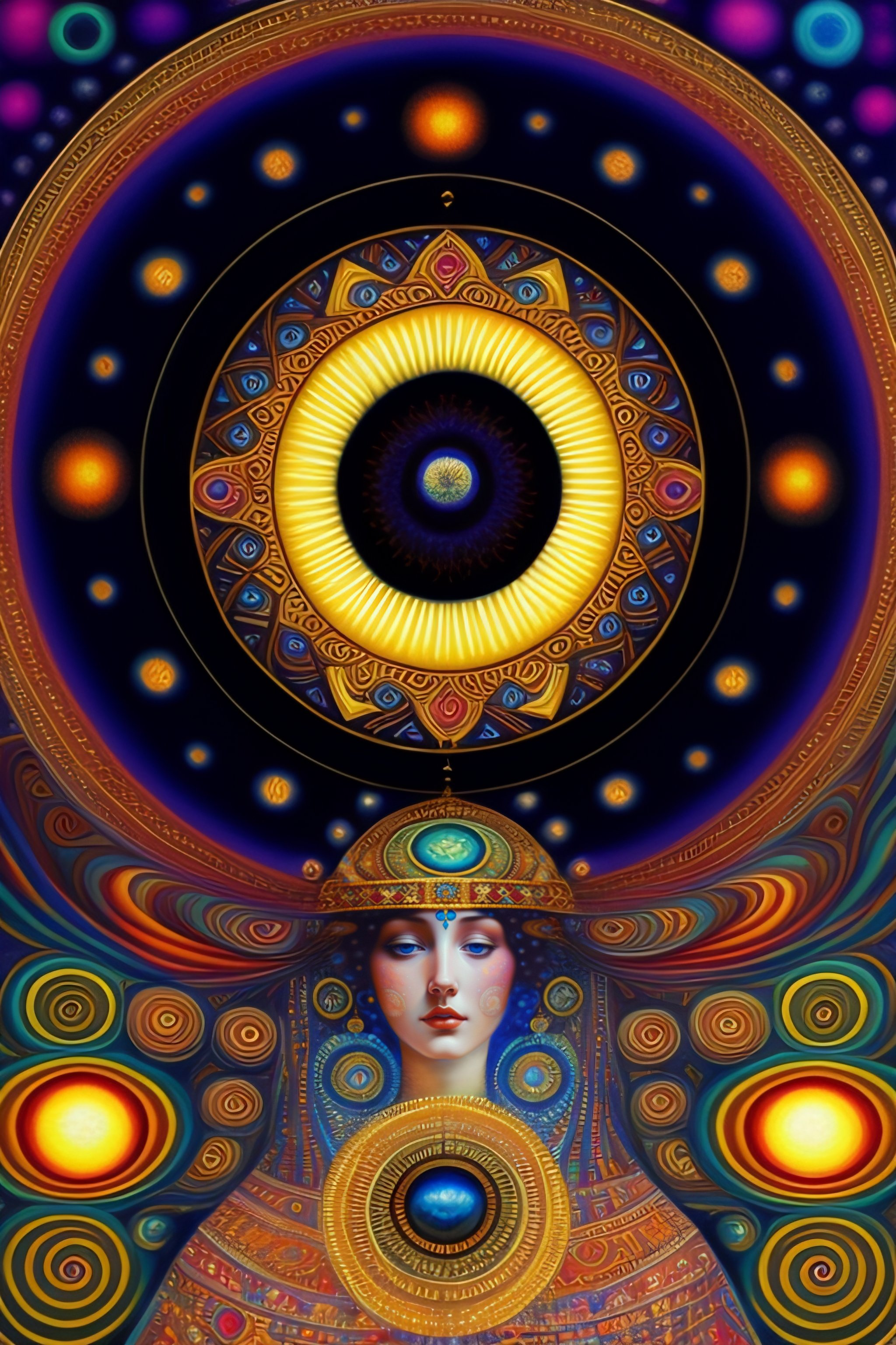 Lexica - A painting by Klimt of the Eye of God, trippy, DMT