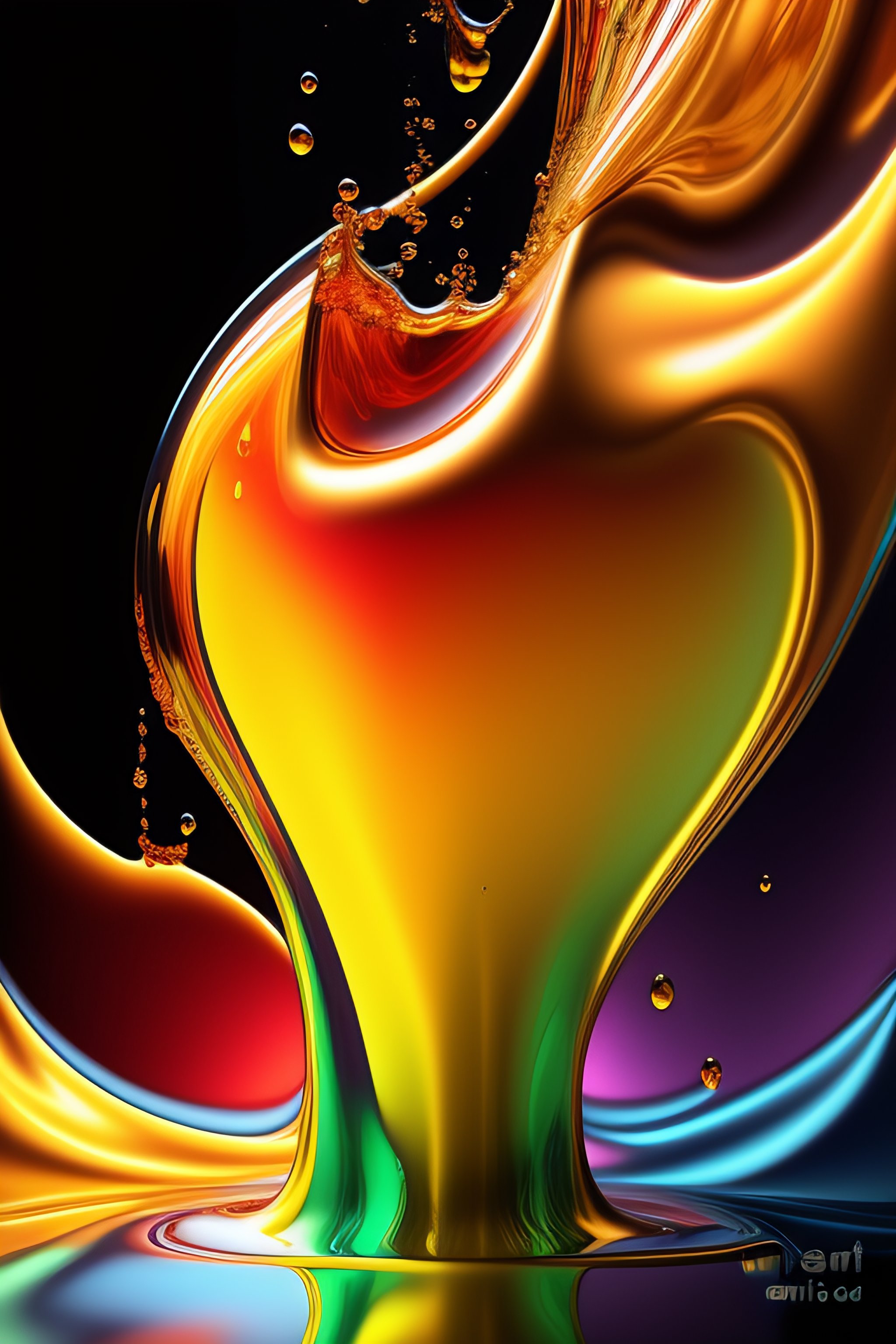 Lexica - An abstract liquid sculpture, viscous, oil, reflective ...