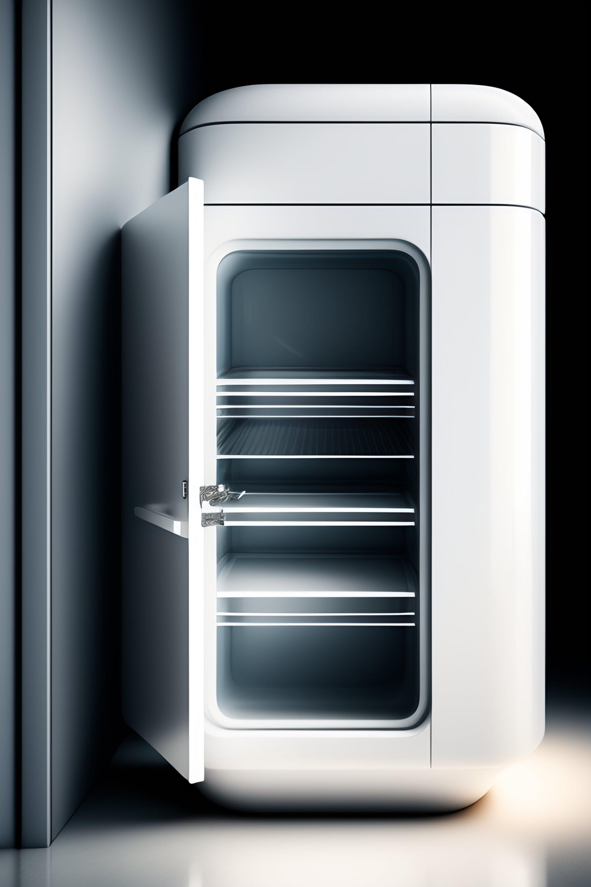 Lexica - Portrait of an inside opened mini empty refrigerator ...