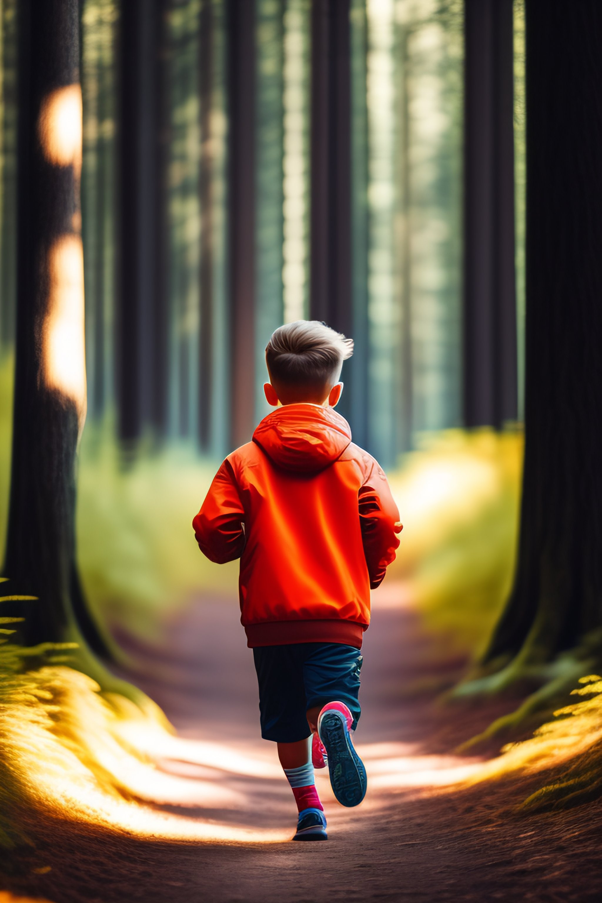 Lexica - Portrait of a boy running in the woods