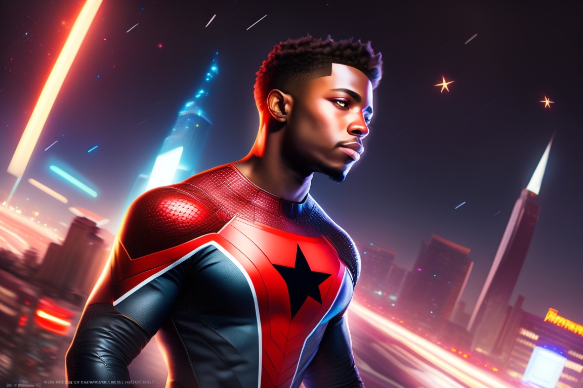Lexica - Falling in the city, man, brunette, miles morales costume ...