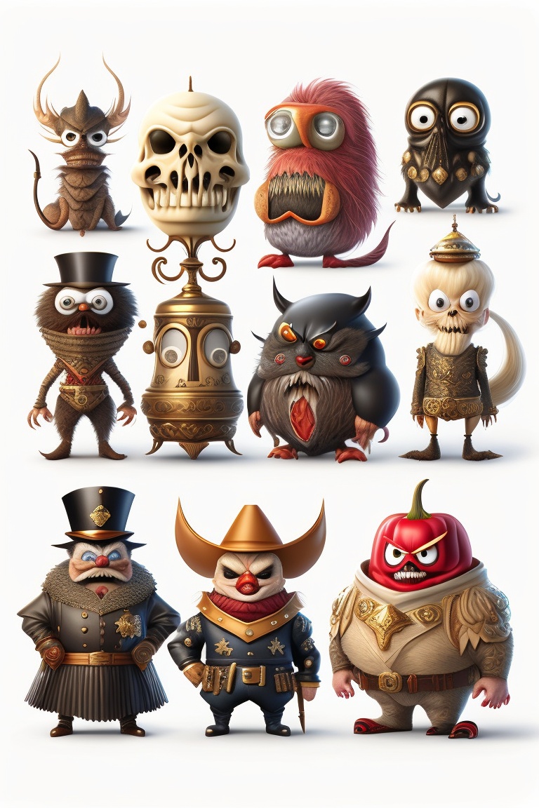 Lexica - Cartoon horror characters isolated on a white background ...