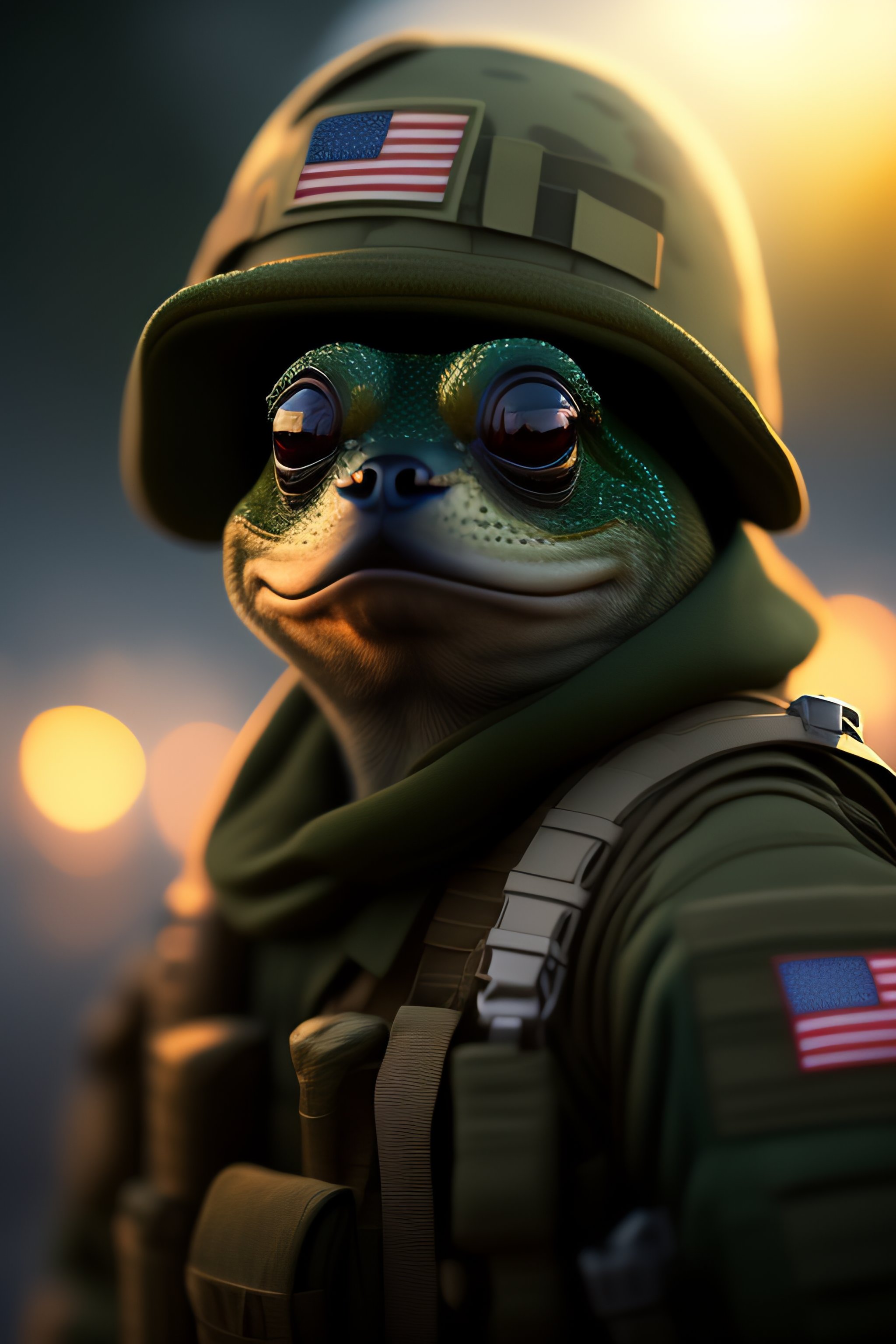 Lexica - An exhausted pepe the frog at the frontlines in the army at ...