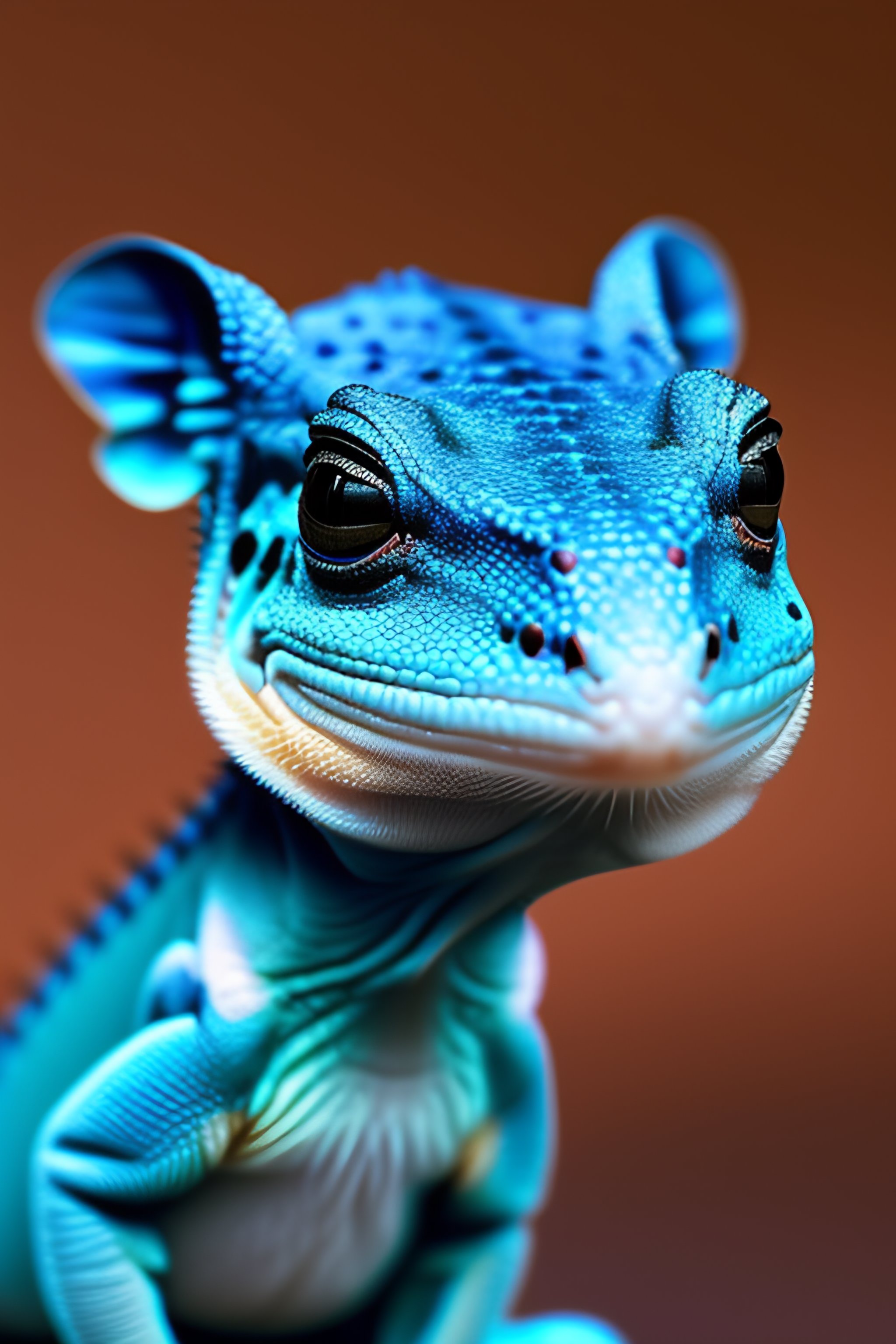 Lexica - An upright, light-blue, cartoon gecko, head bigger in ...