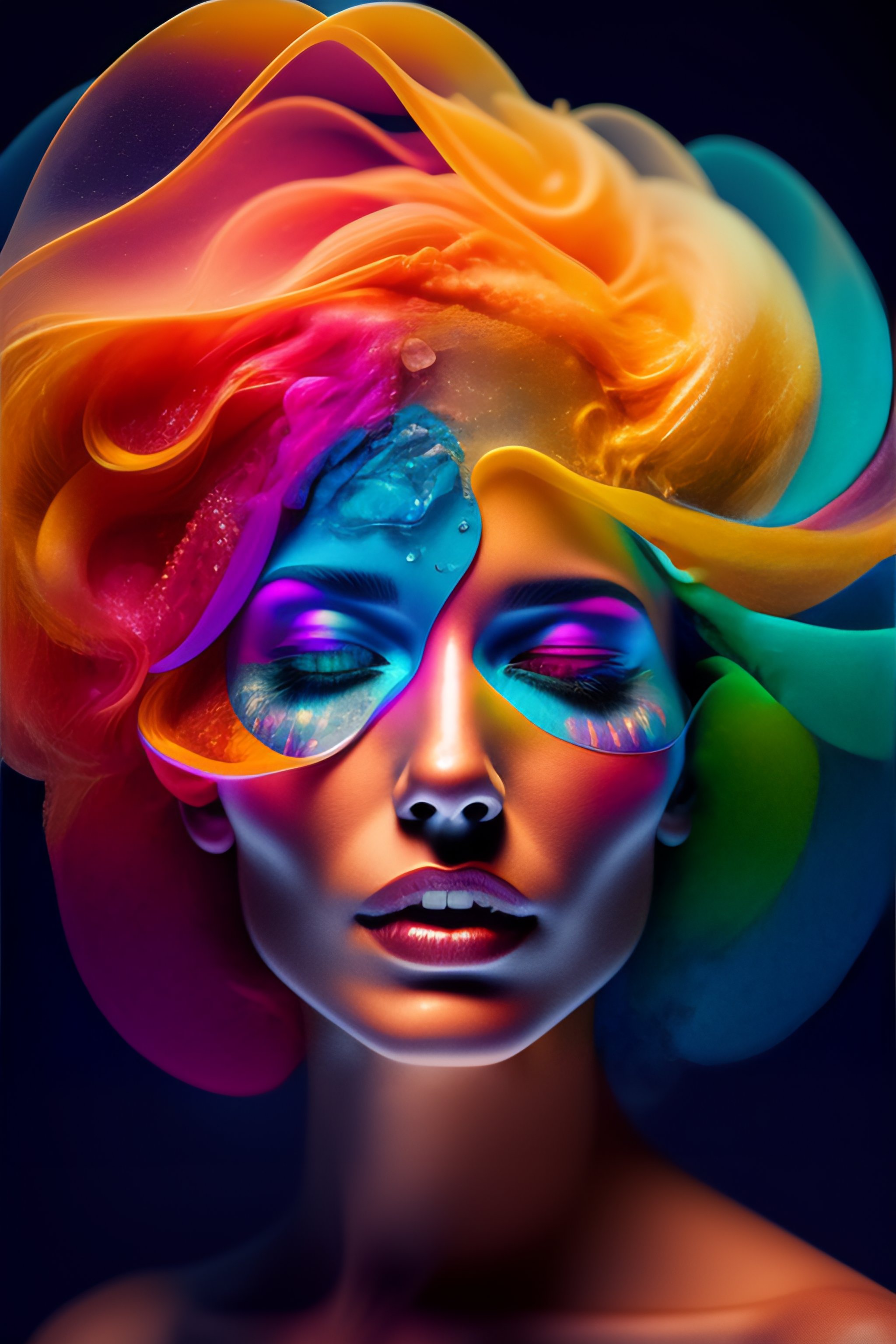 Lexica - Underwater ink art of A person glowing from the inside ...