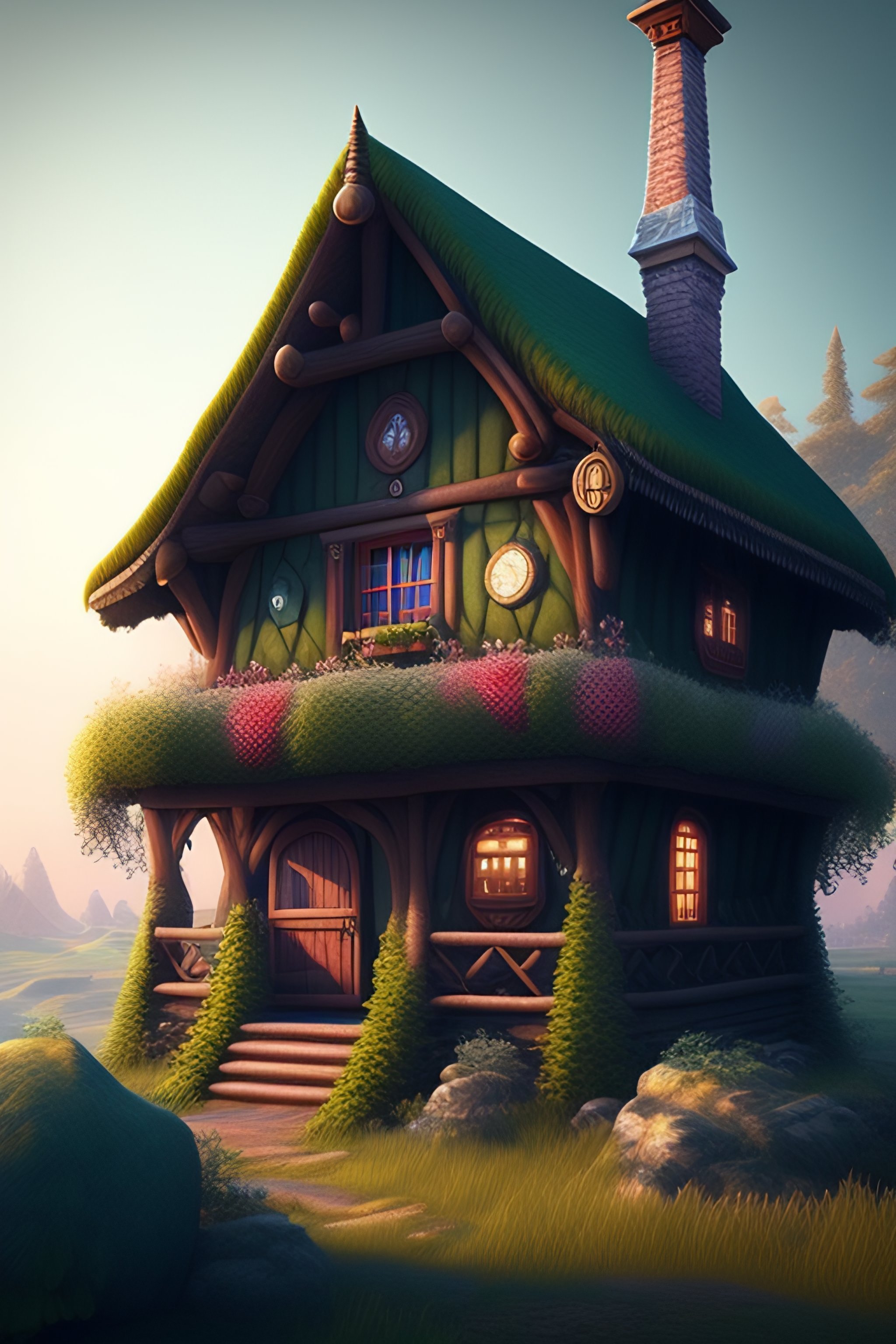 Lexica - A house in the village in the fantasy style