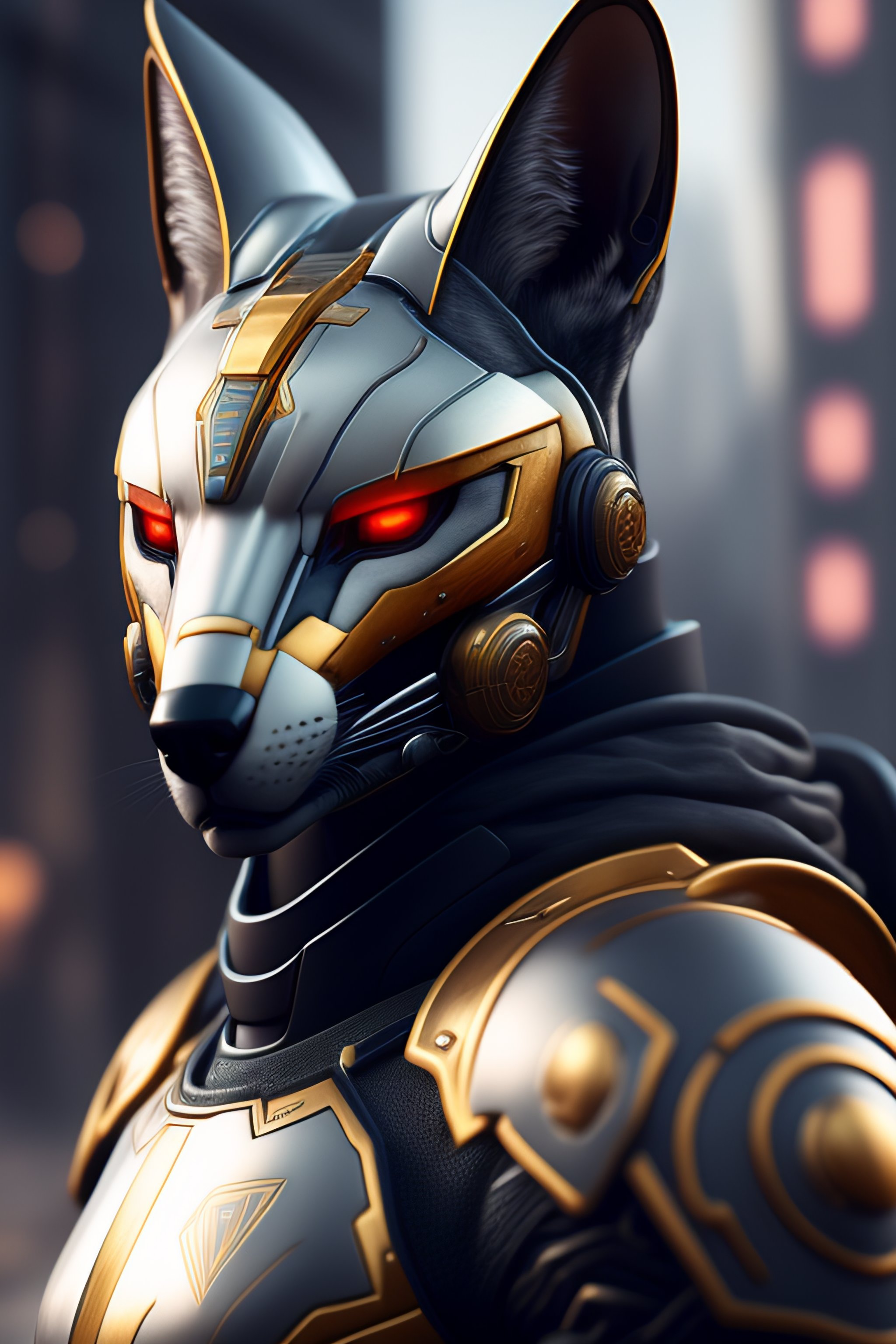 Lexica - 280 / 5 000 Portrait painting of a cybernetic gray fox with ...