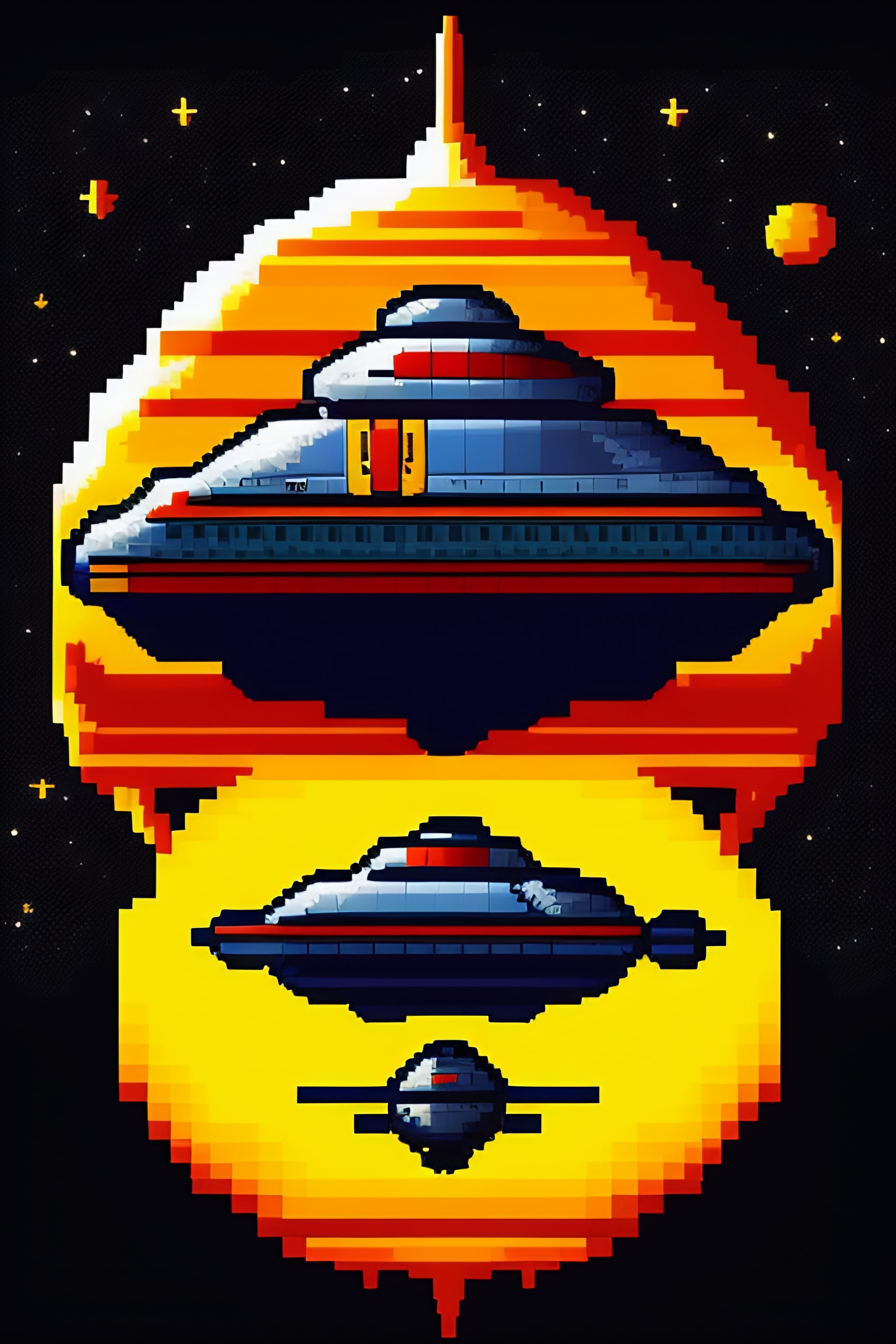 Lexica - Detailed pixel art, space ship battle, in space, retro, epic