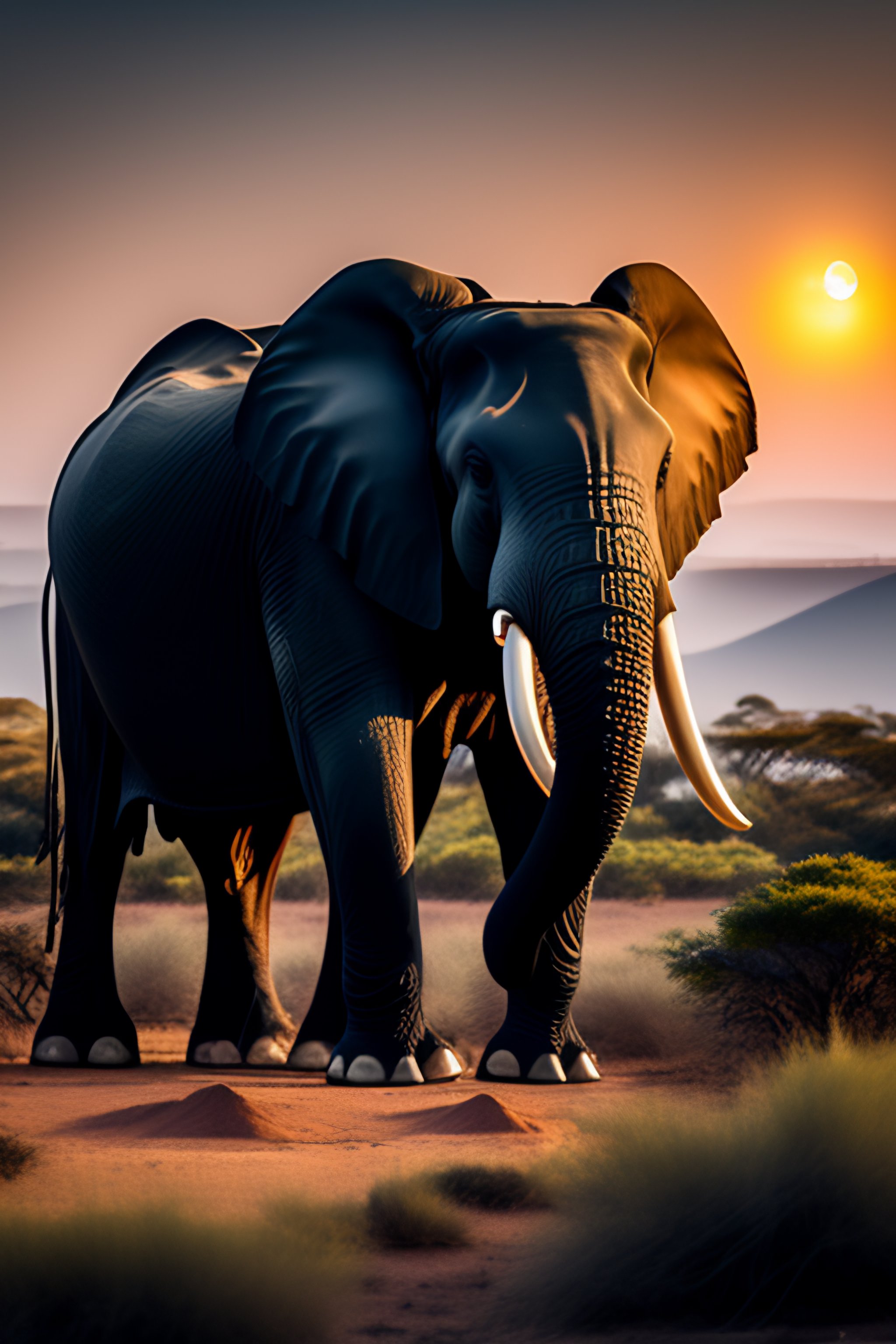 Lexica - A black elephat with four tusks clearly visible. His golden ...