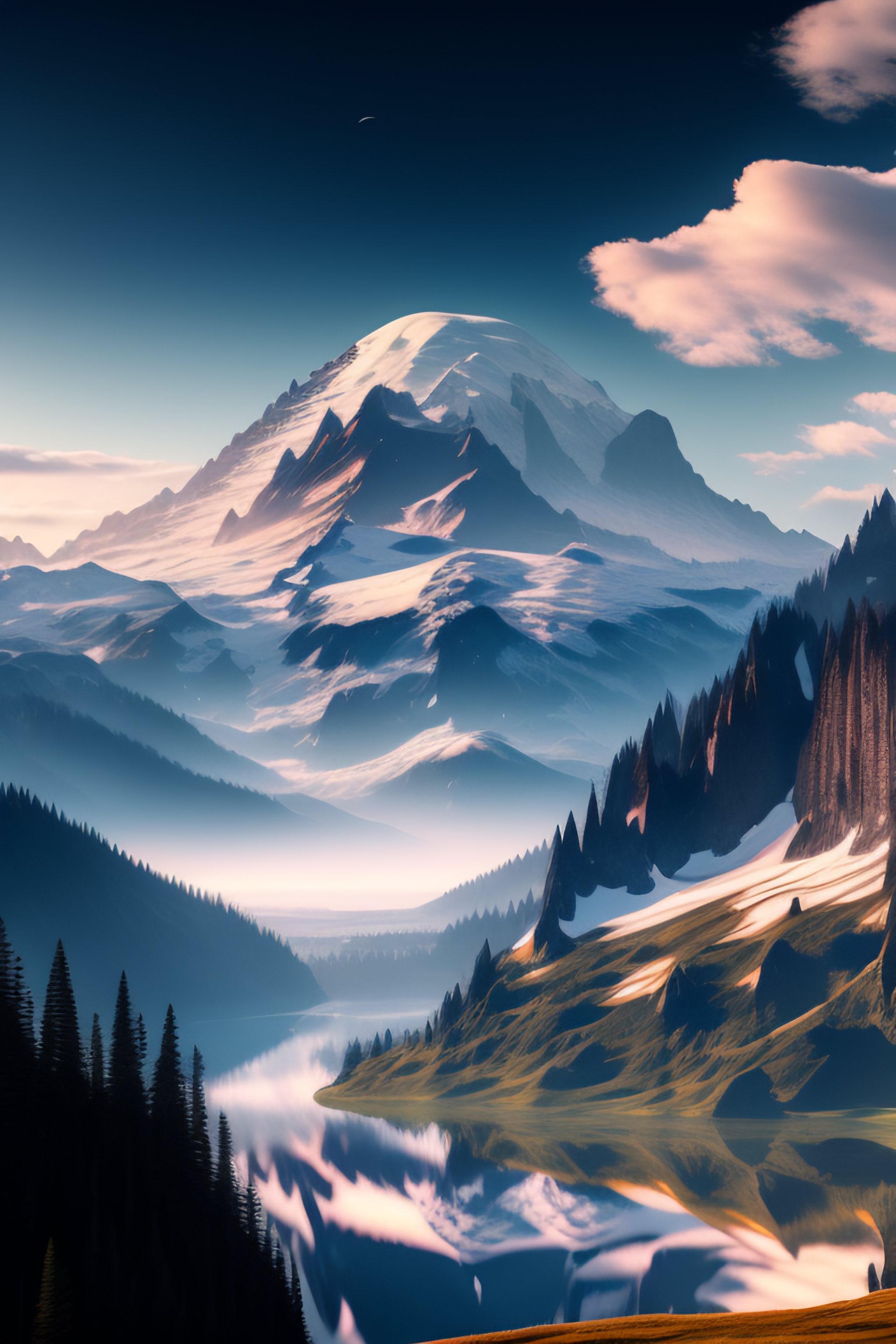 Lexica - A beautiful and highly detailed matte painting of mount ...