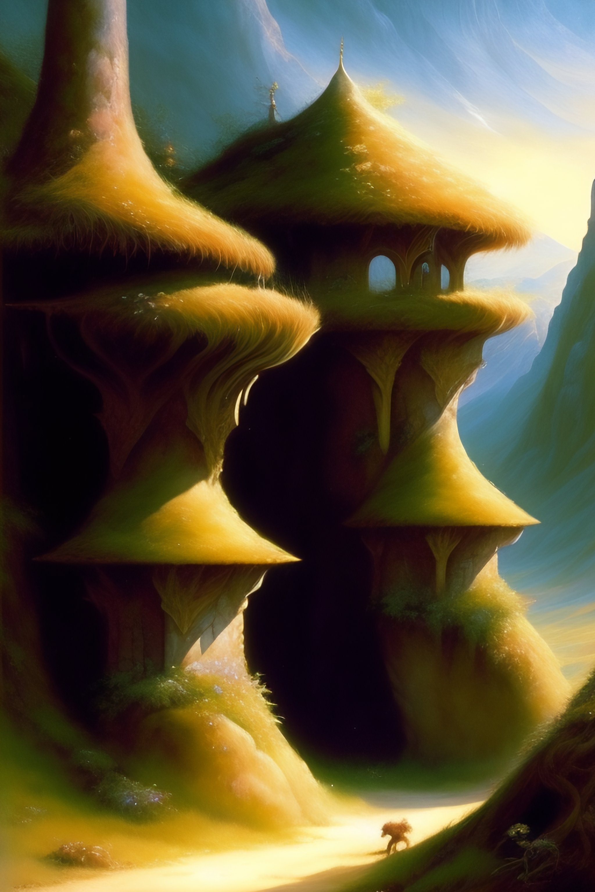 Lexica - Style of Brian Froud, trolls, painting, landscape, creepy