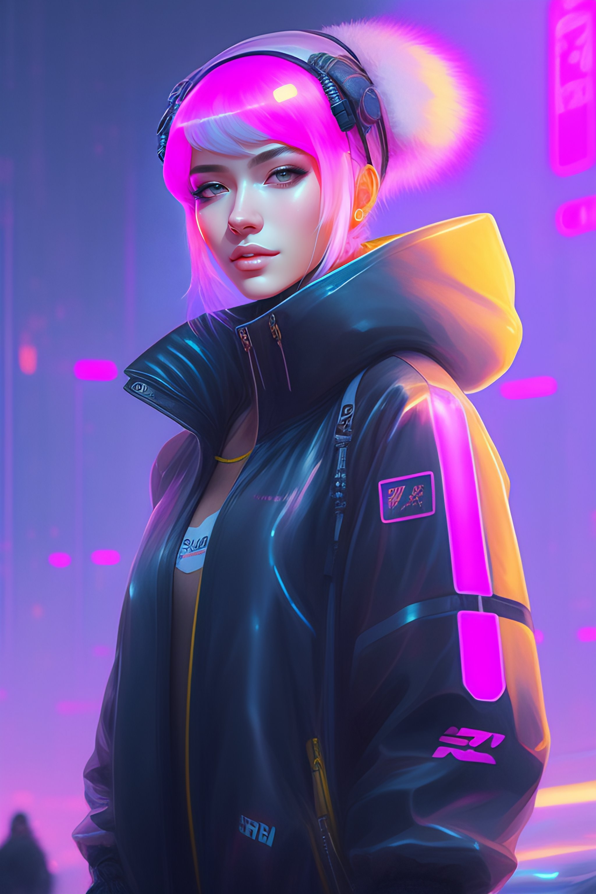 Lexica - Detailed portrait of smiling cute cyborg girl, cyberpunk ...