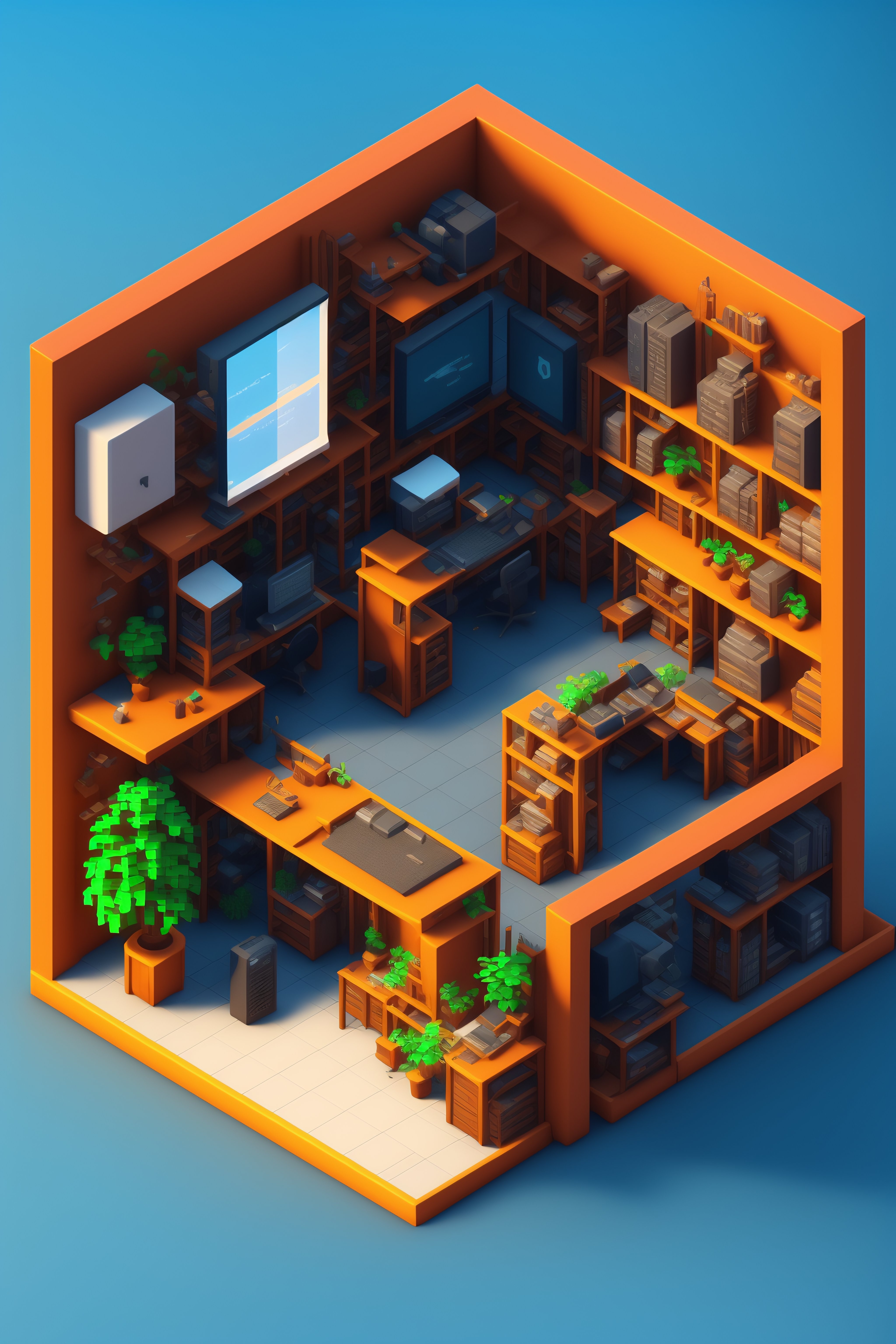 Lexica - Detailed isometric programmer's office, pixel art, unreal ...