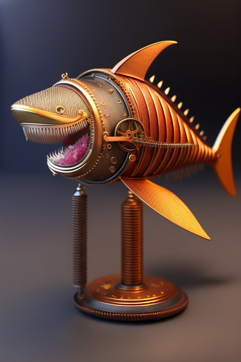Lexica - A steampunk shark made out of rusted spring coils, copper ...