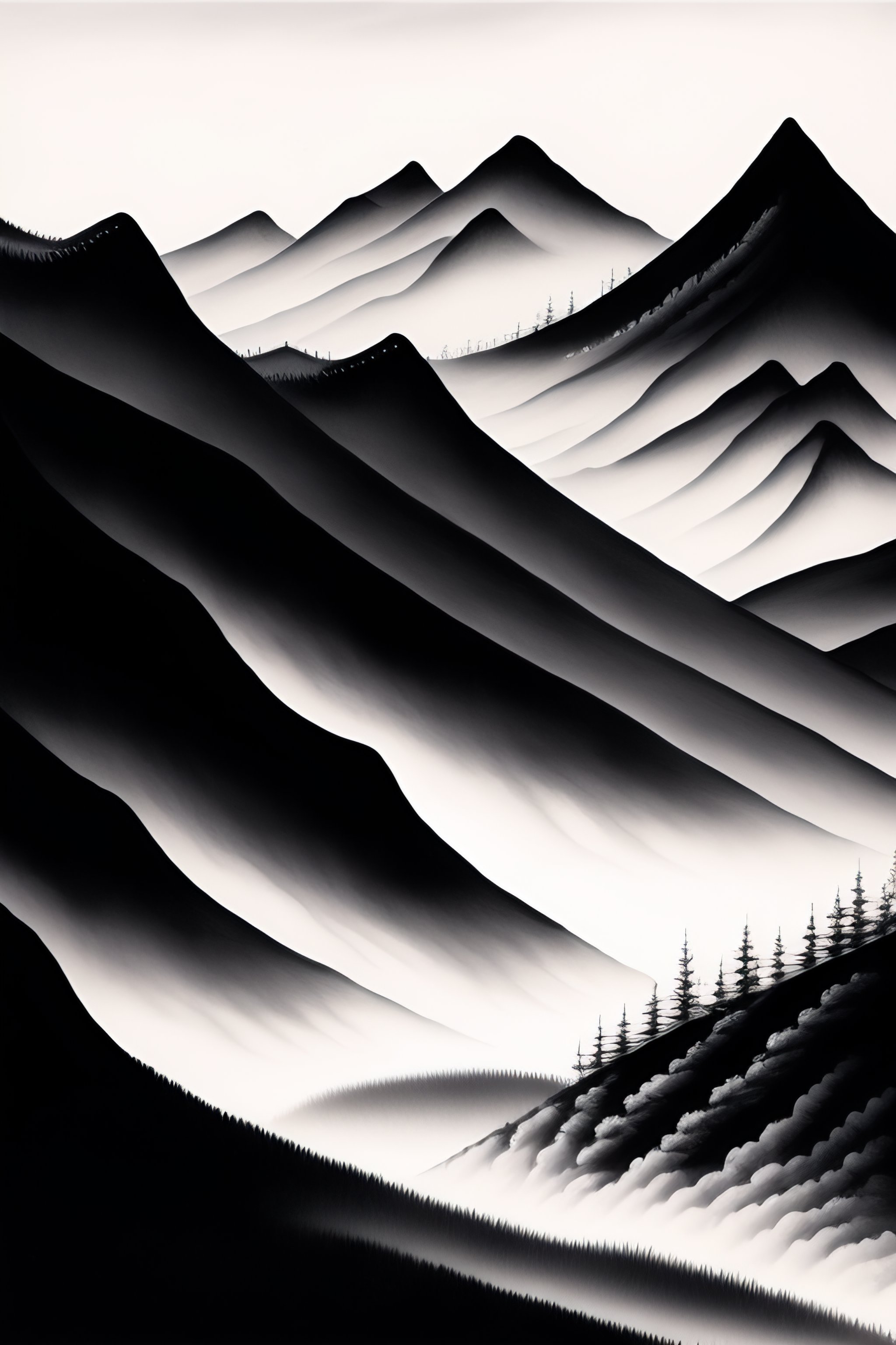 Lexica - Chinese ink painting of mountain
