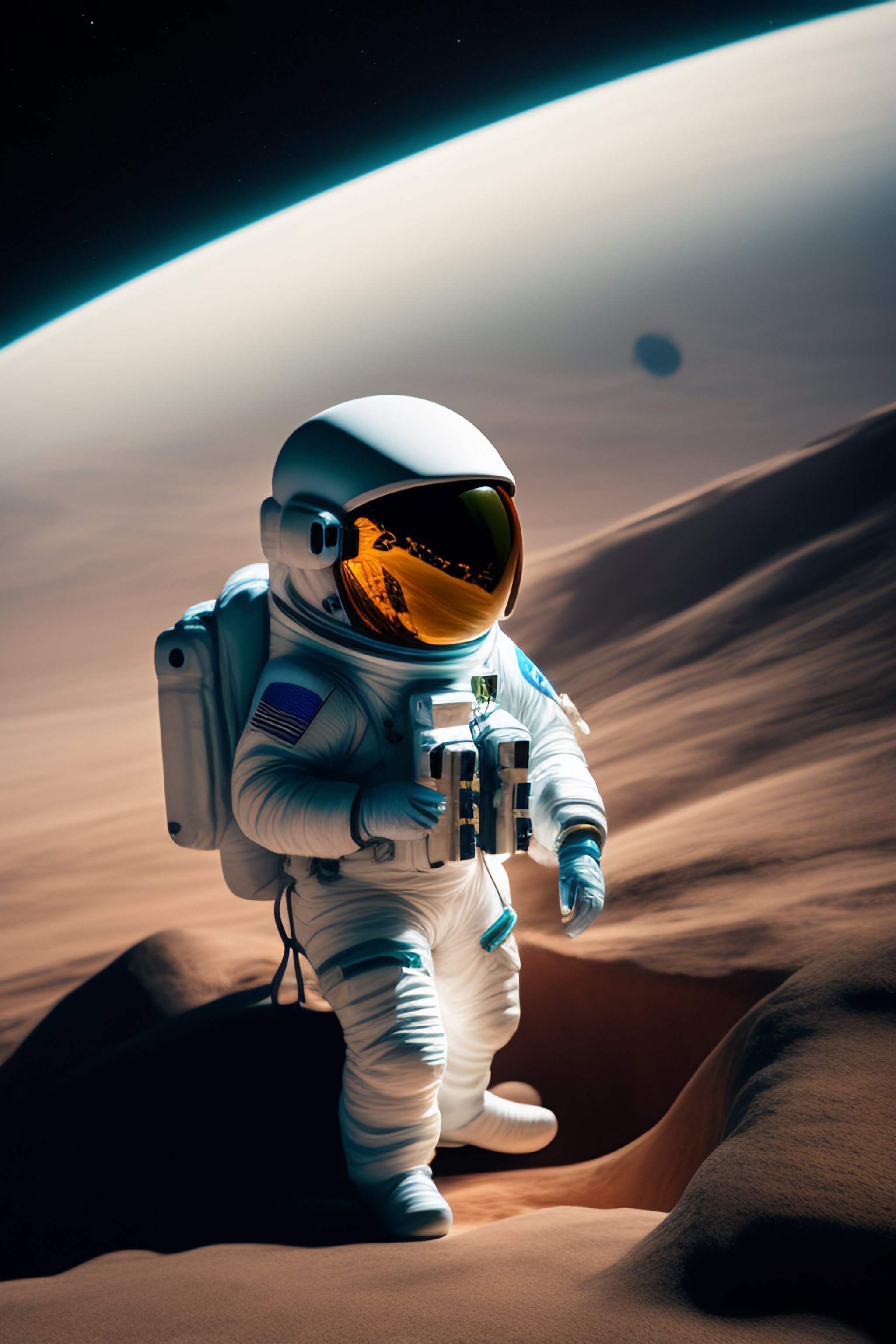 Lexica - An astronaut in an alien's planet, carved in marble style