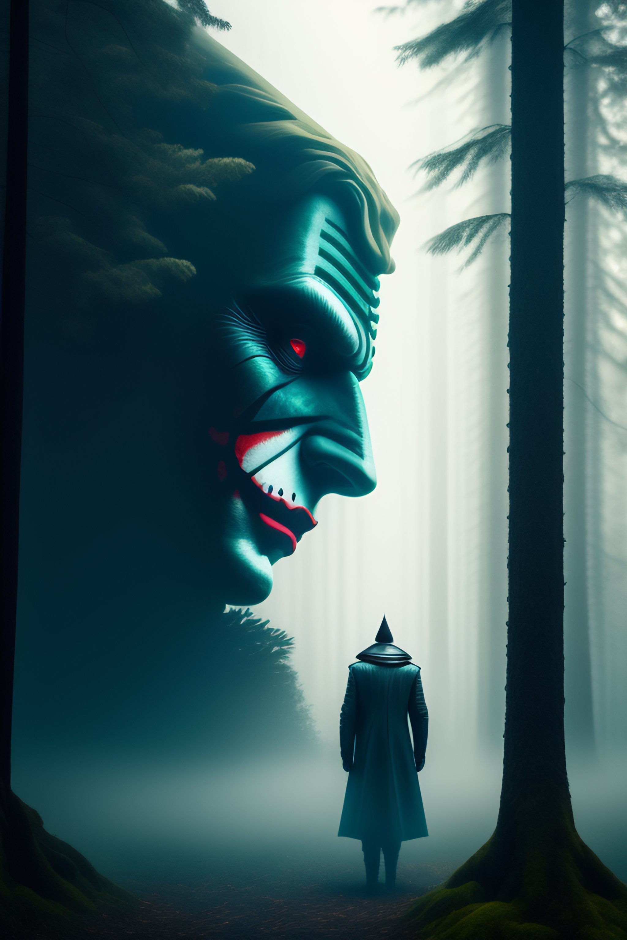 Lexica - Joker hiding in foggy forest