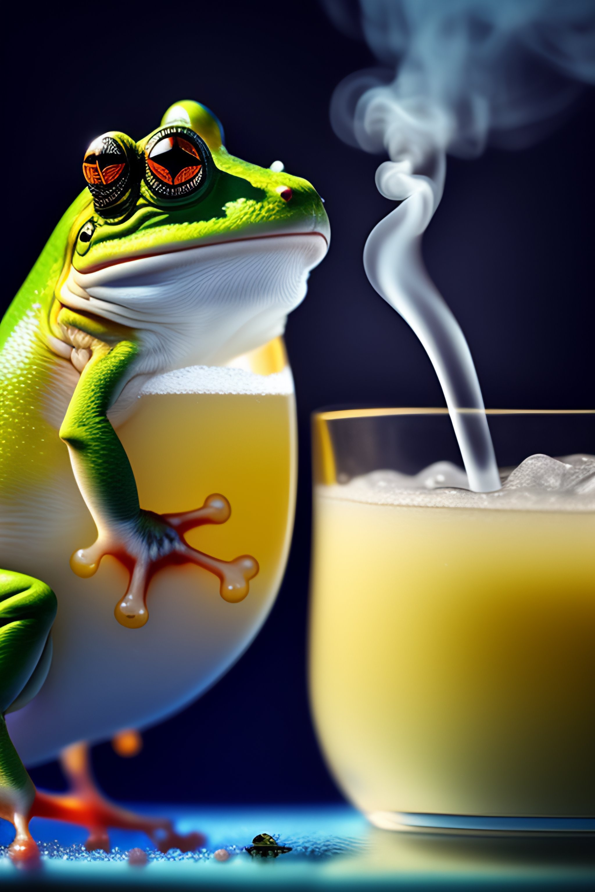 Lexica - Frogs drinking lemonade and smoking marijuana
