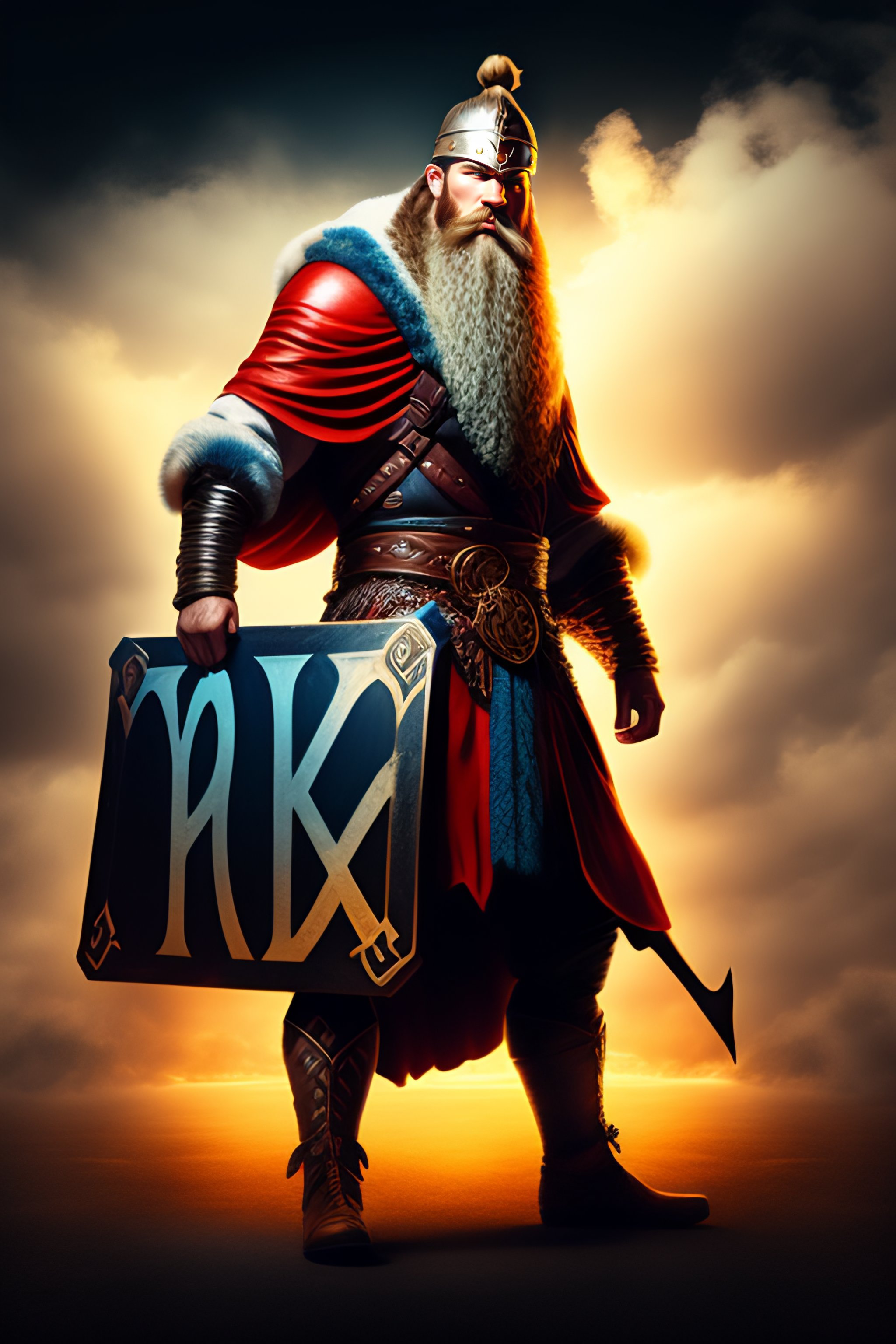 Lexica - A viking holding a sign reading "okay" upside-down in a ...