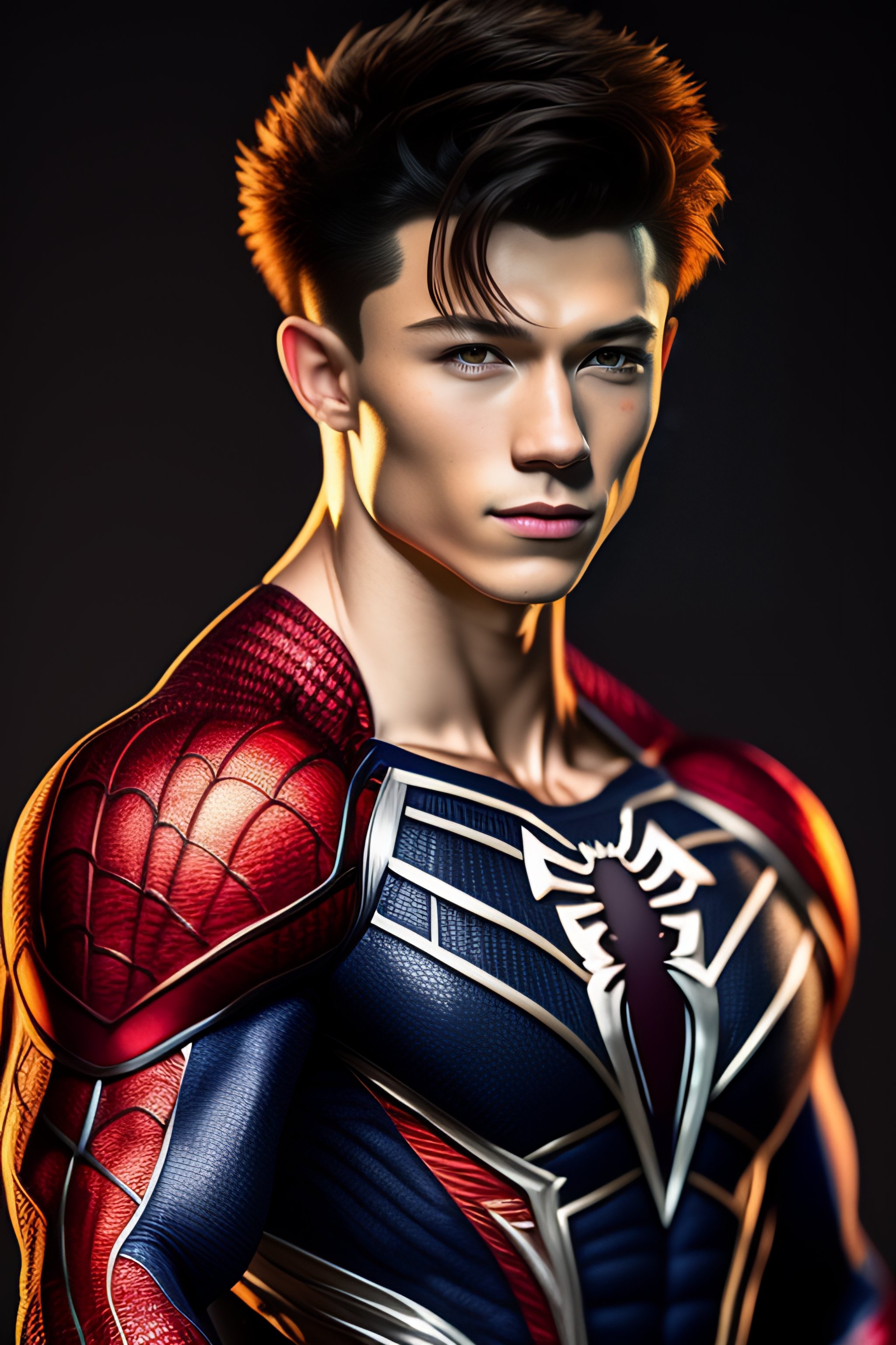 Lexica - Full body potrait muscular ripped tom holland as spiderman ...