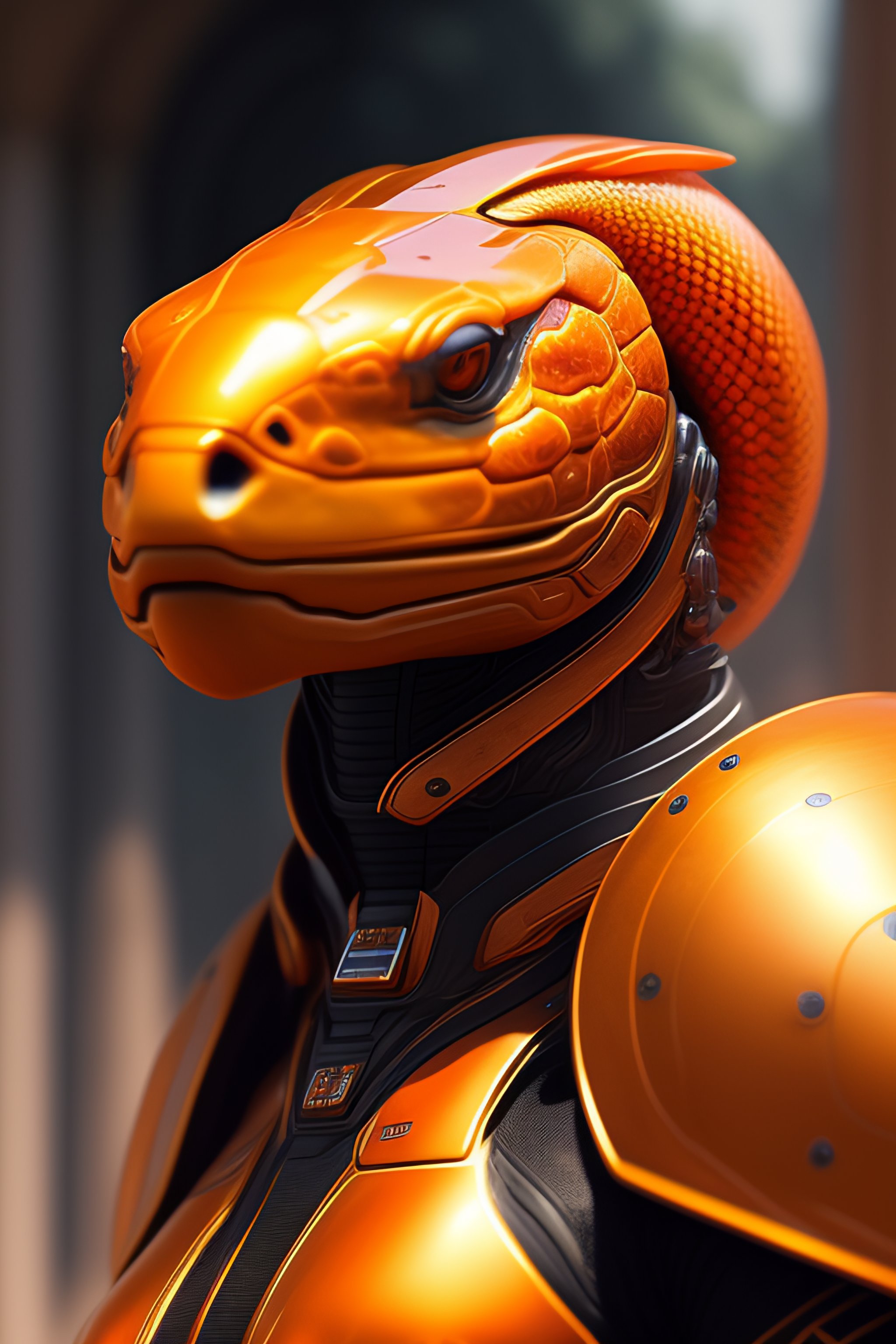 Lexica - Portrait of a cybernetic orange snake a spiritual full body ...