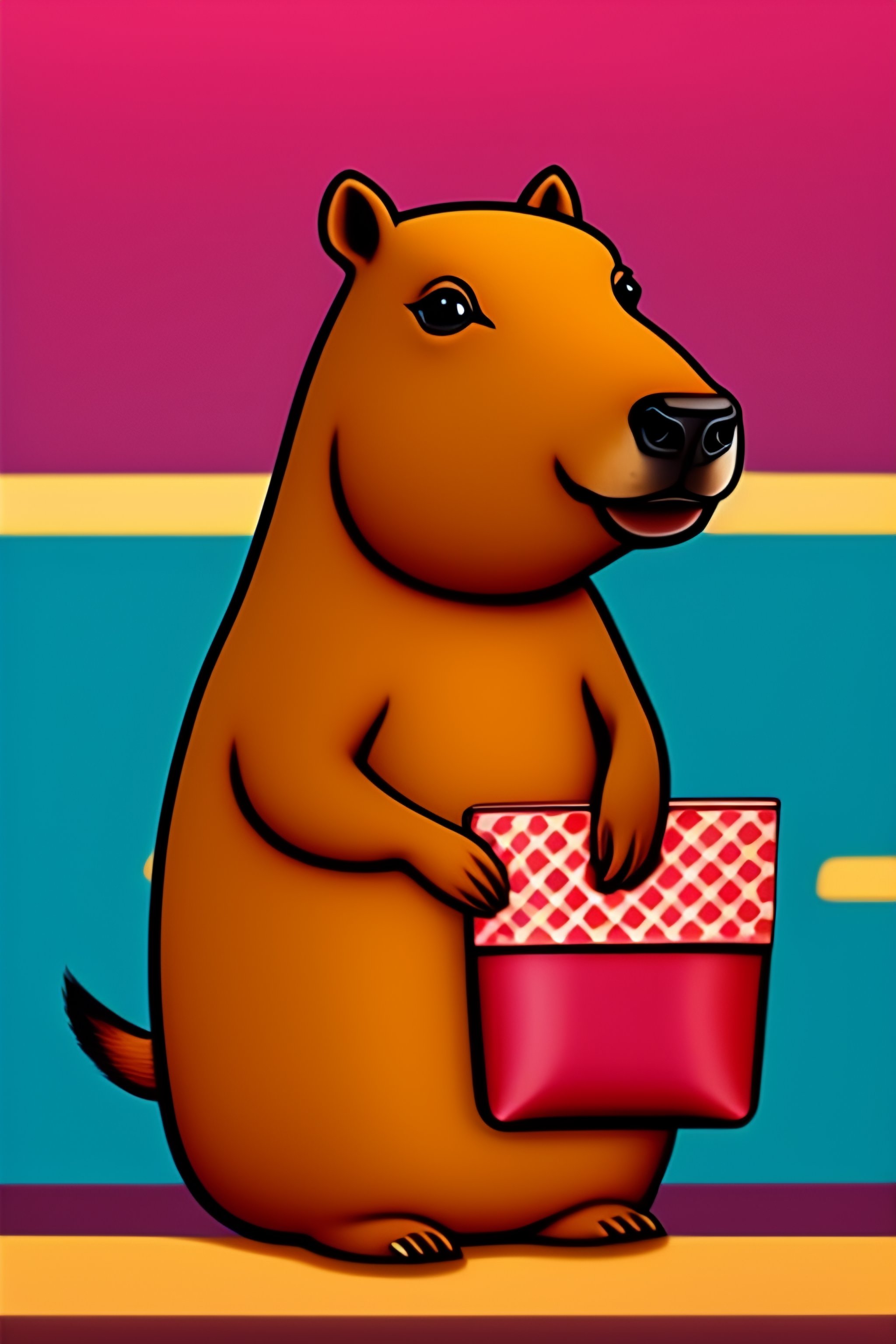 Lexica - Capybara with a barbie bag, 2d , old cartoon, disney, anime