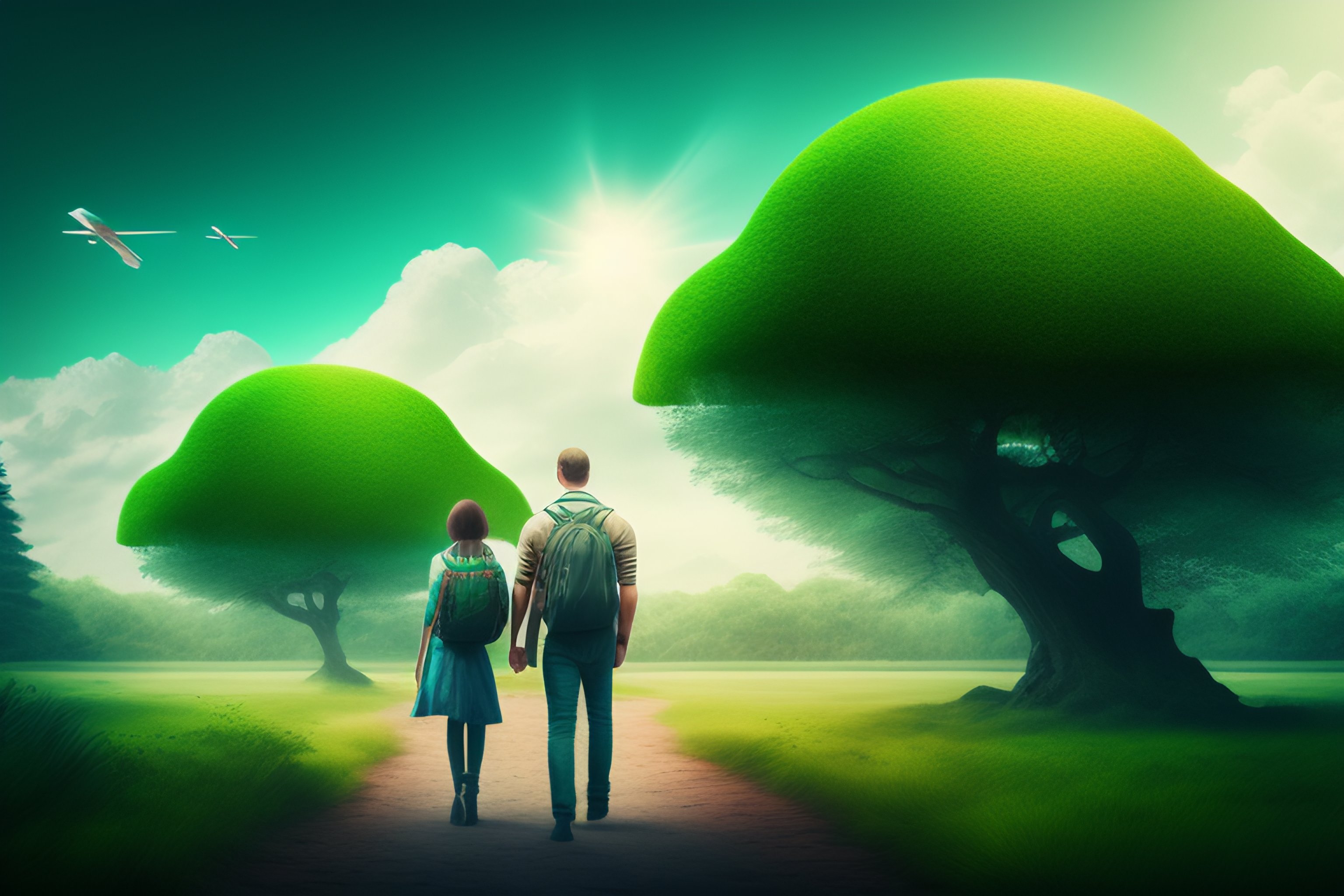 Lexica - Happy humans in the background, future of the world, dystopia ...