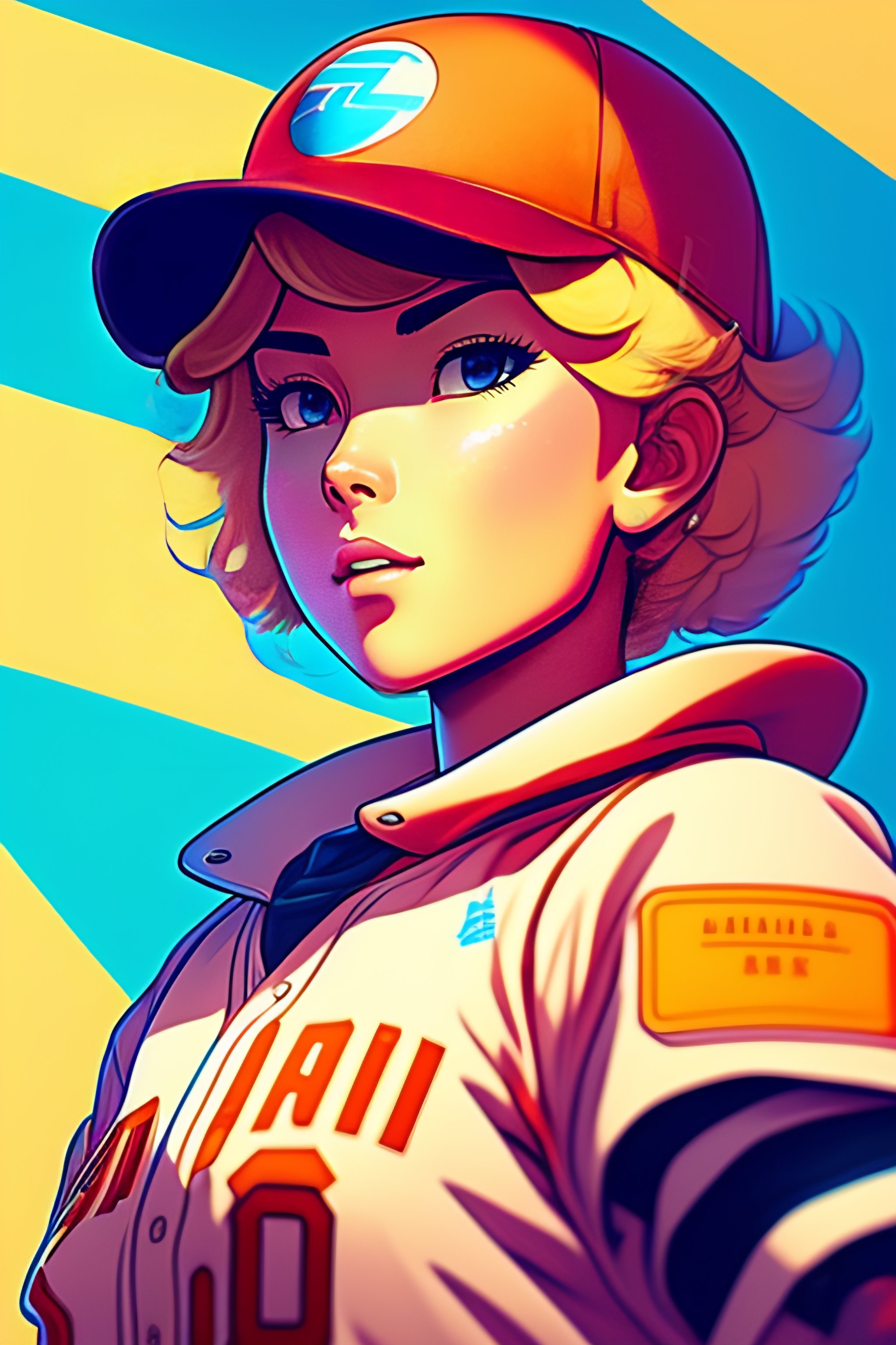 Lexica - A baseball player with short ruffled blonde hair and bionic ...