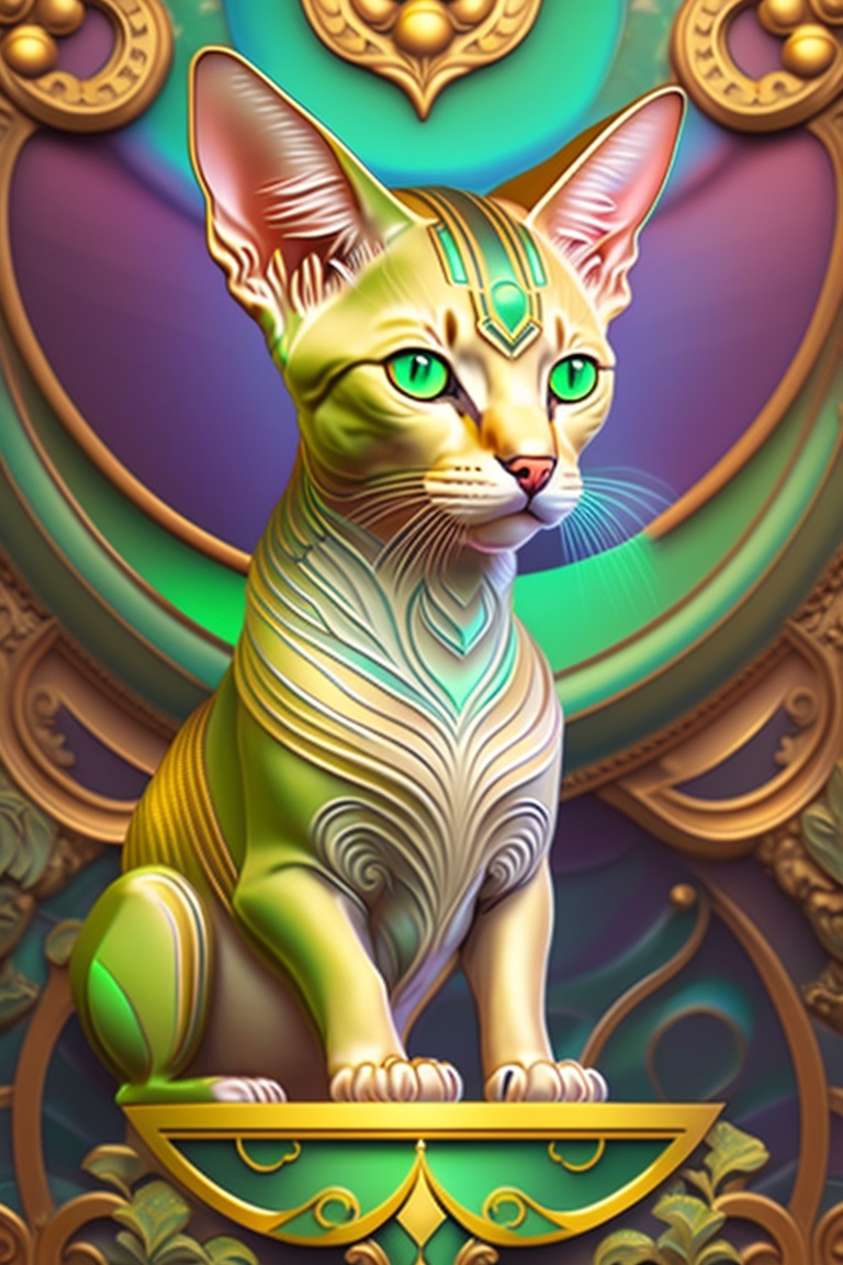 Lexica - Sphinx cat in the Art Nouveau style. greek green column ...