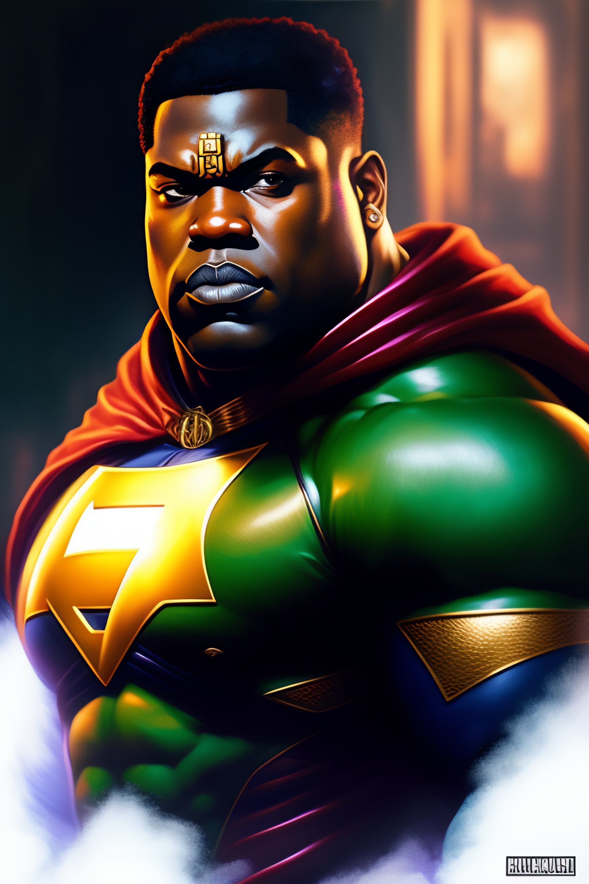 Lexica - Portrait of rapper christopher wallace dressed as superhero ...