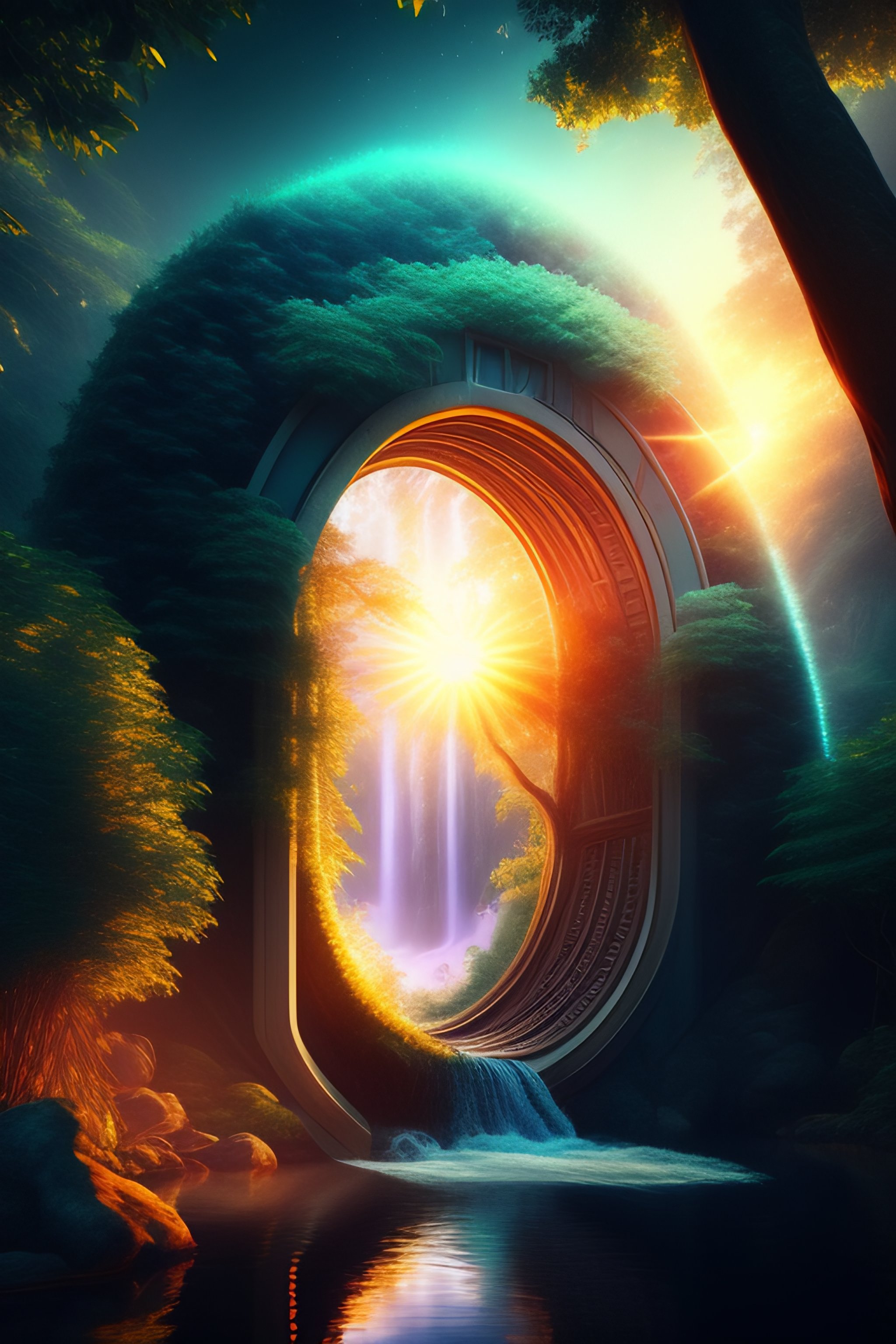 Lexica - Stargate portal full of water bursting to another dimension ...