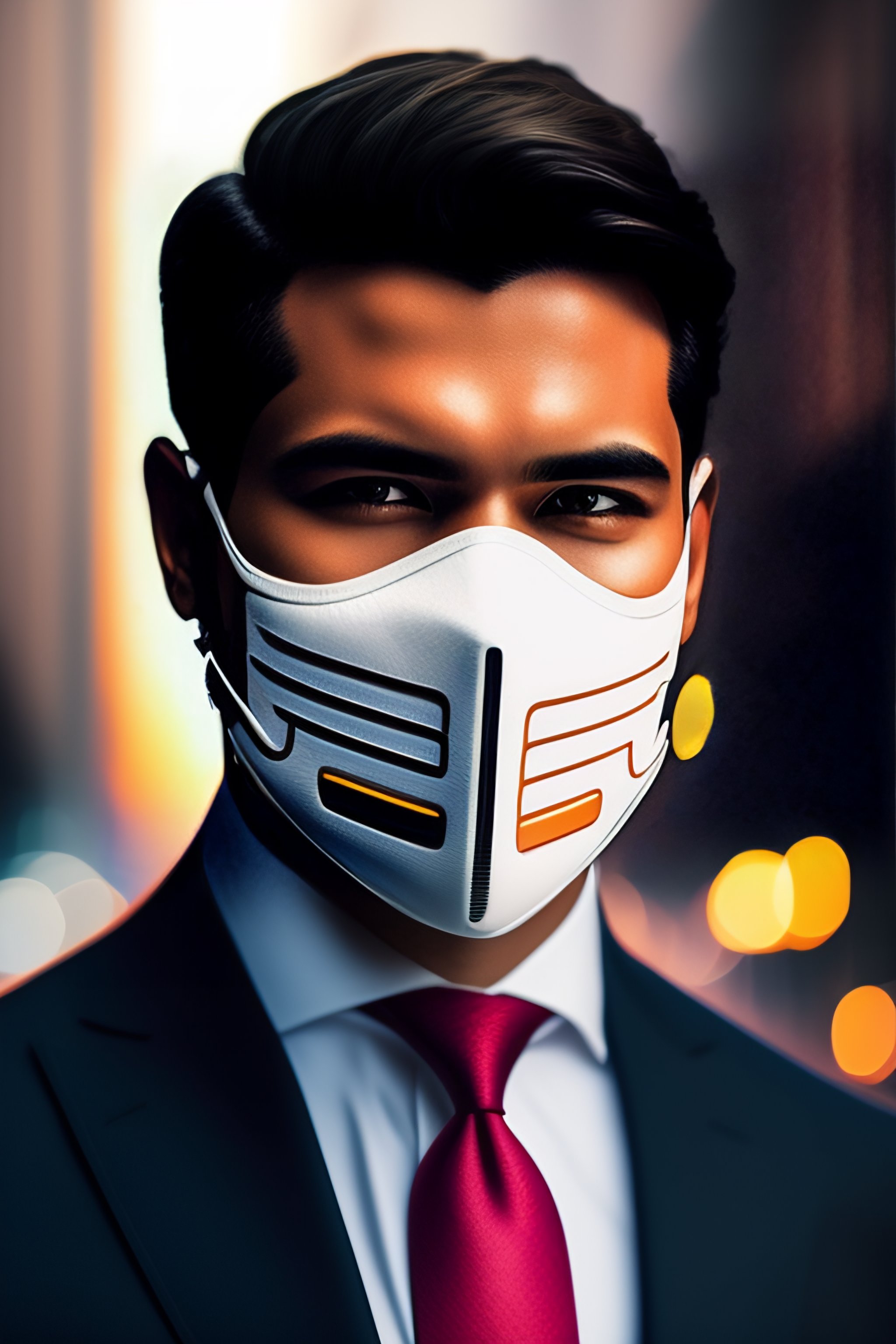 Lexica - Cool guy with vendetta mask , necktie , futuristic ...