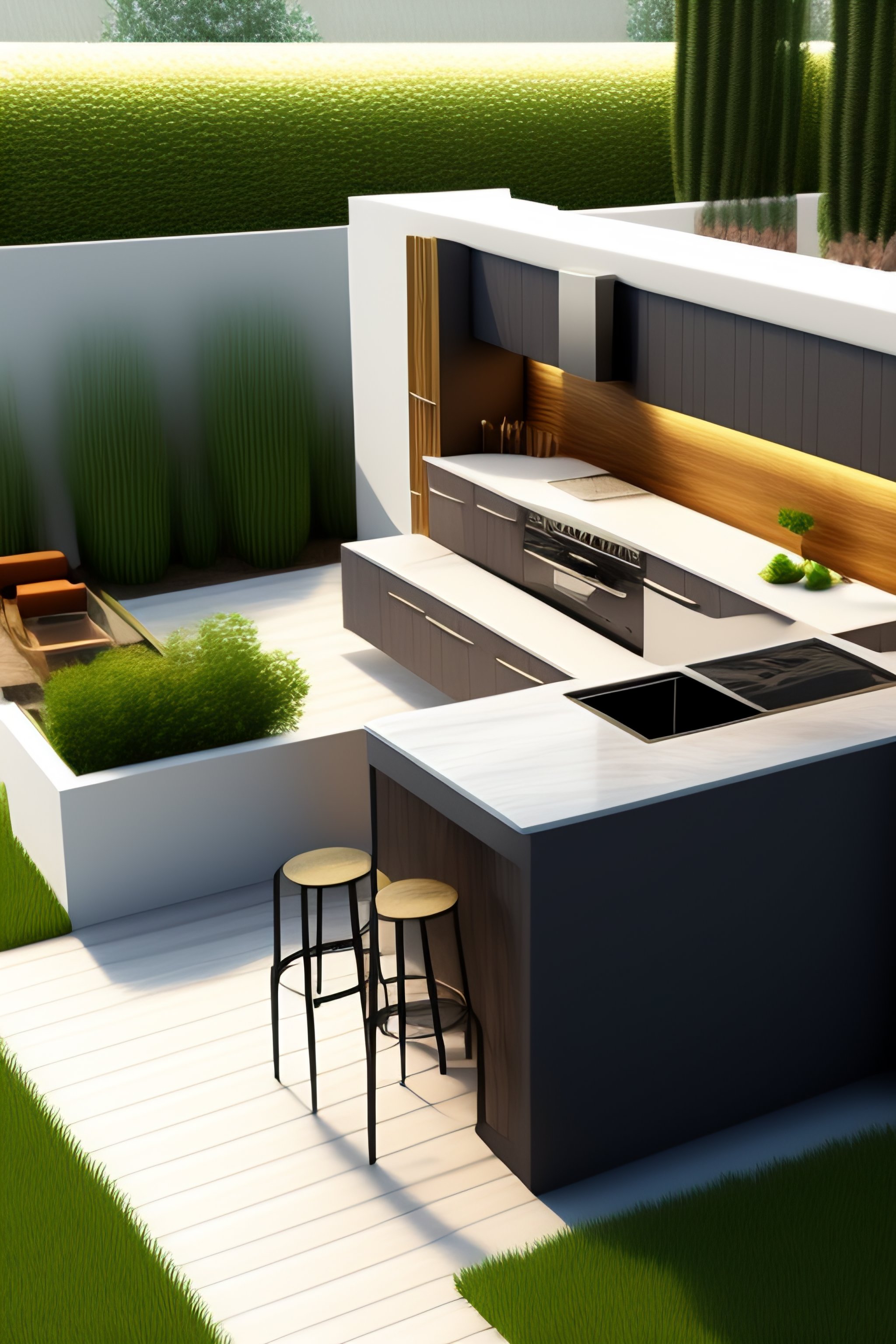Lexica - Modern garden kitchen design, designer pencil sketch, HD ...