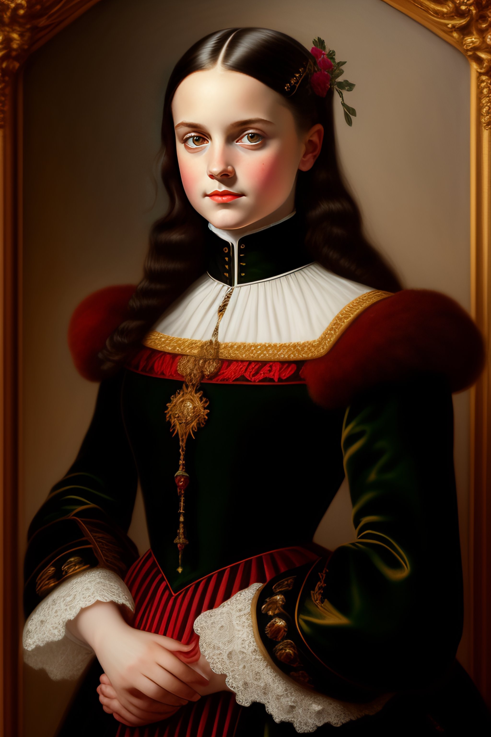 Lexica - Portrait of Wednesday Addams in Baroque Style by Peter Paul Rubens