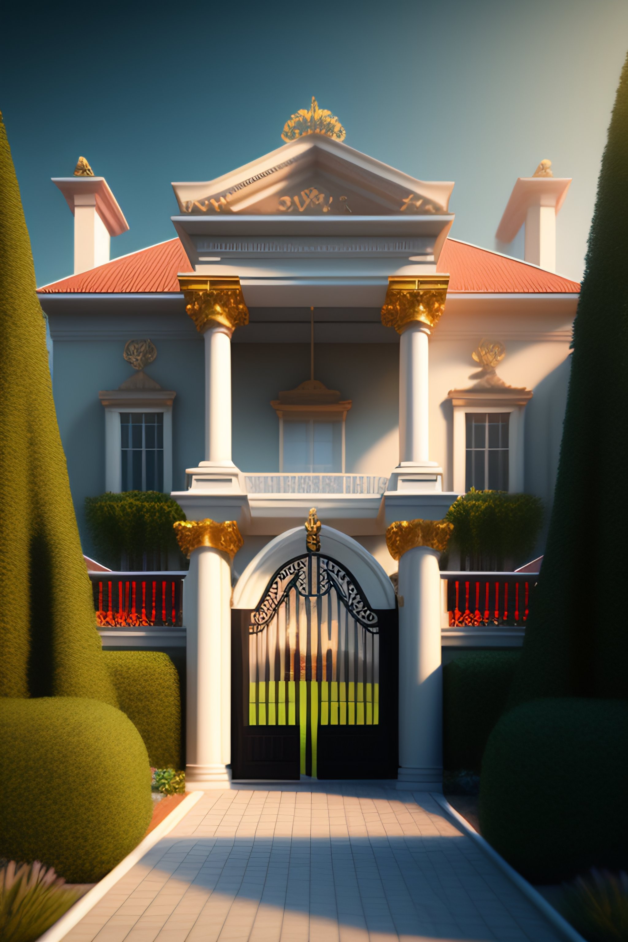 Lexica - 3d render ,4k,unreal engine of an entrance mansion for me. I ...