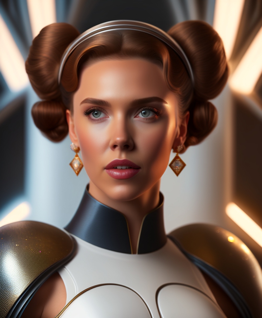 Lexica - Scarlett johansson as Princess Leia Organa , whole body, film ...