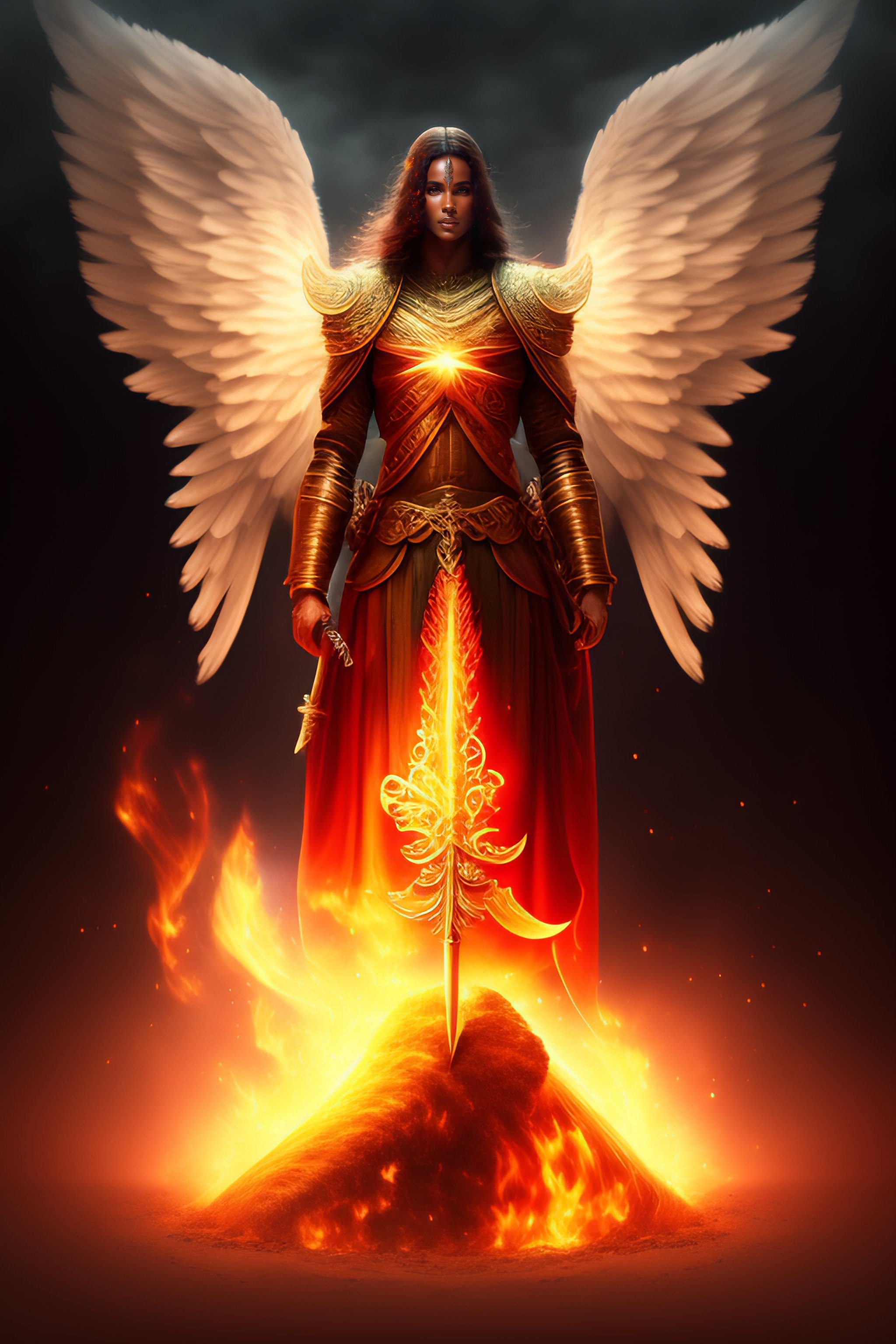 Lexica - An angel wielding a sword made of fire