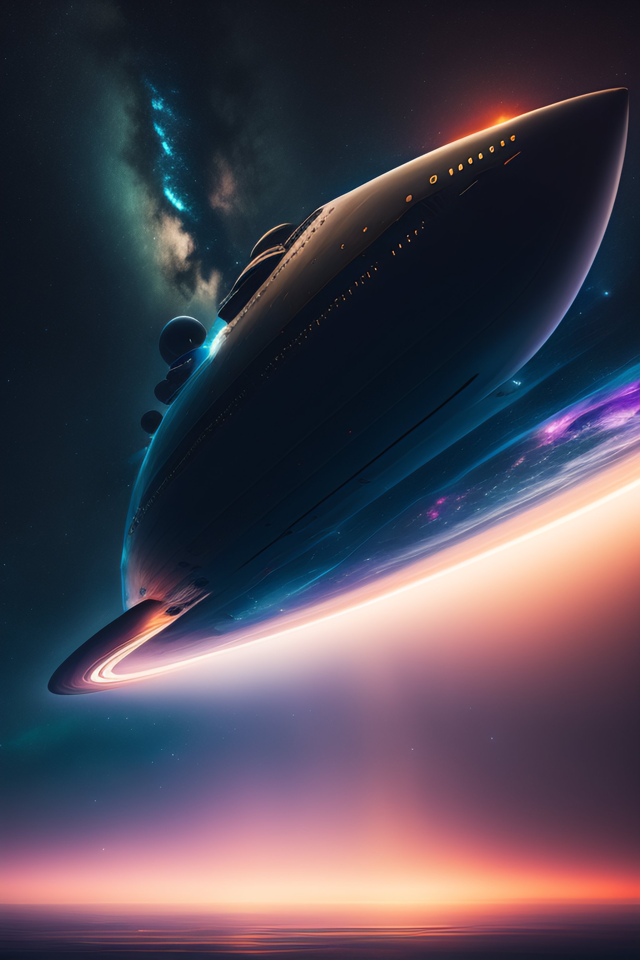 Lexica - Cinematic photo of giant space warship