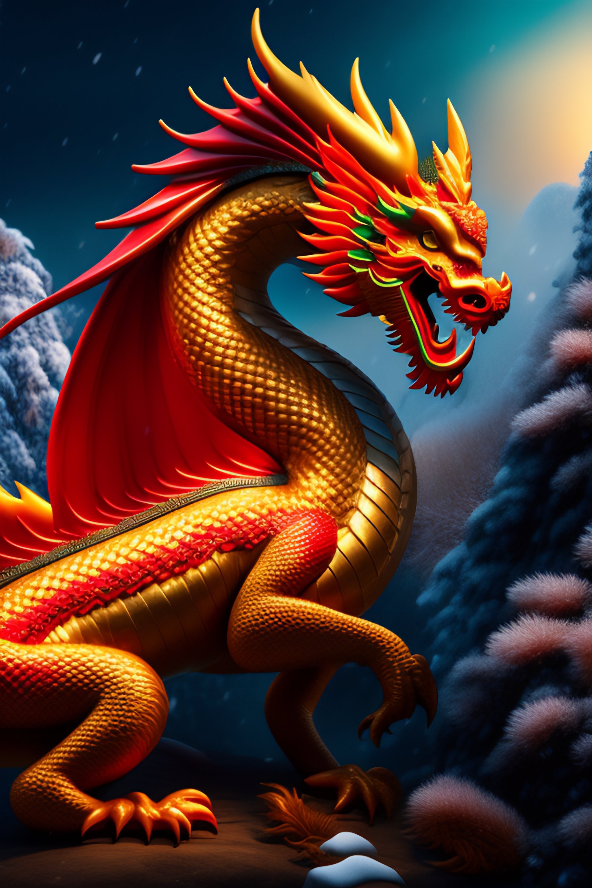 Lexica - Chinese characteristic dragon and phoenix, the phoenix has ...