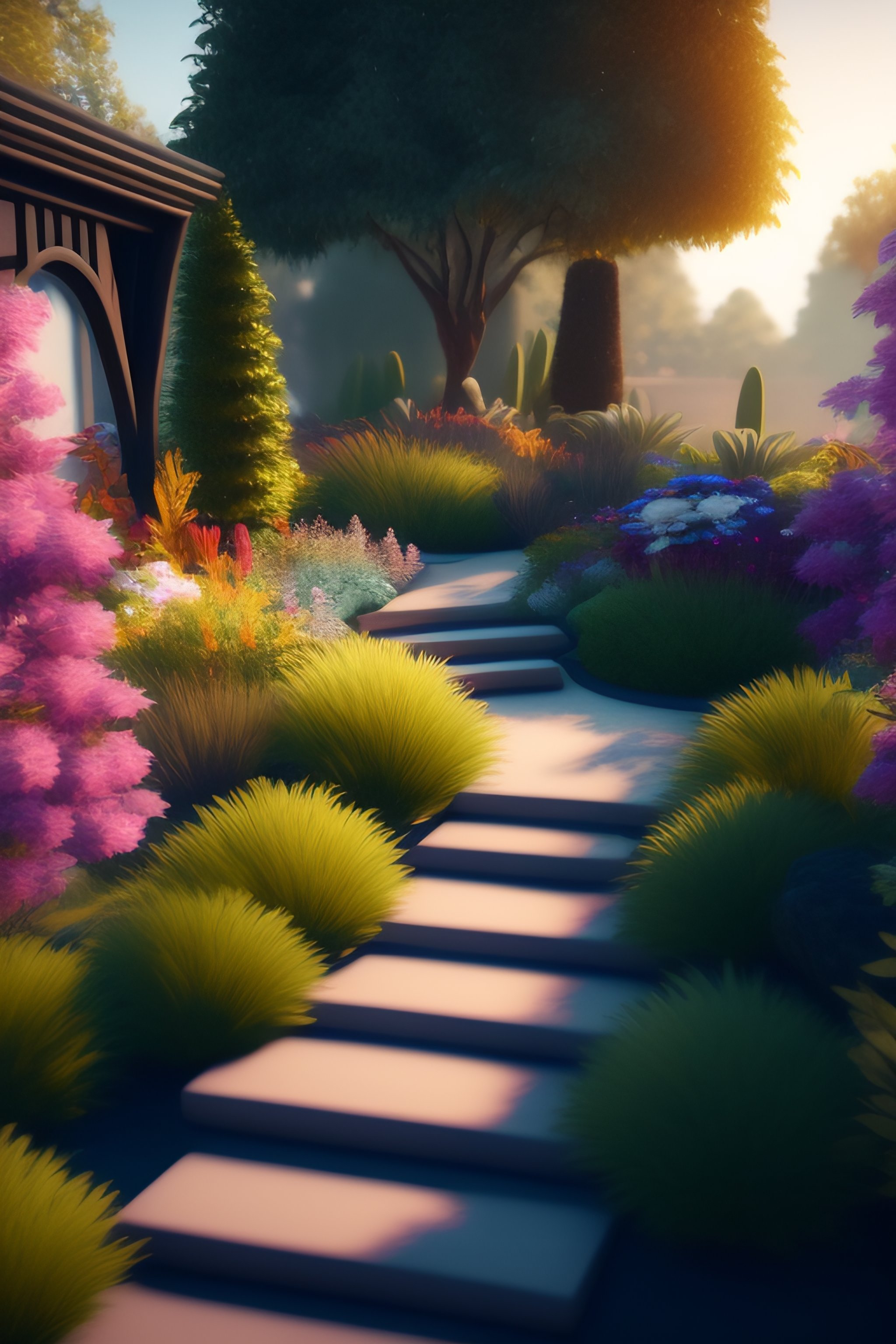 Lexica - Unreal engine rendered 3d garden