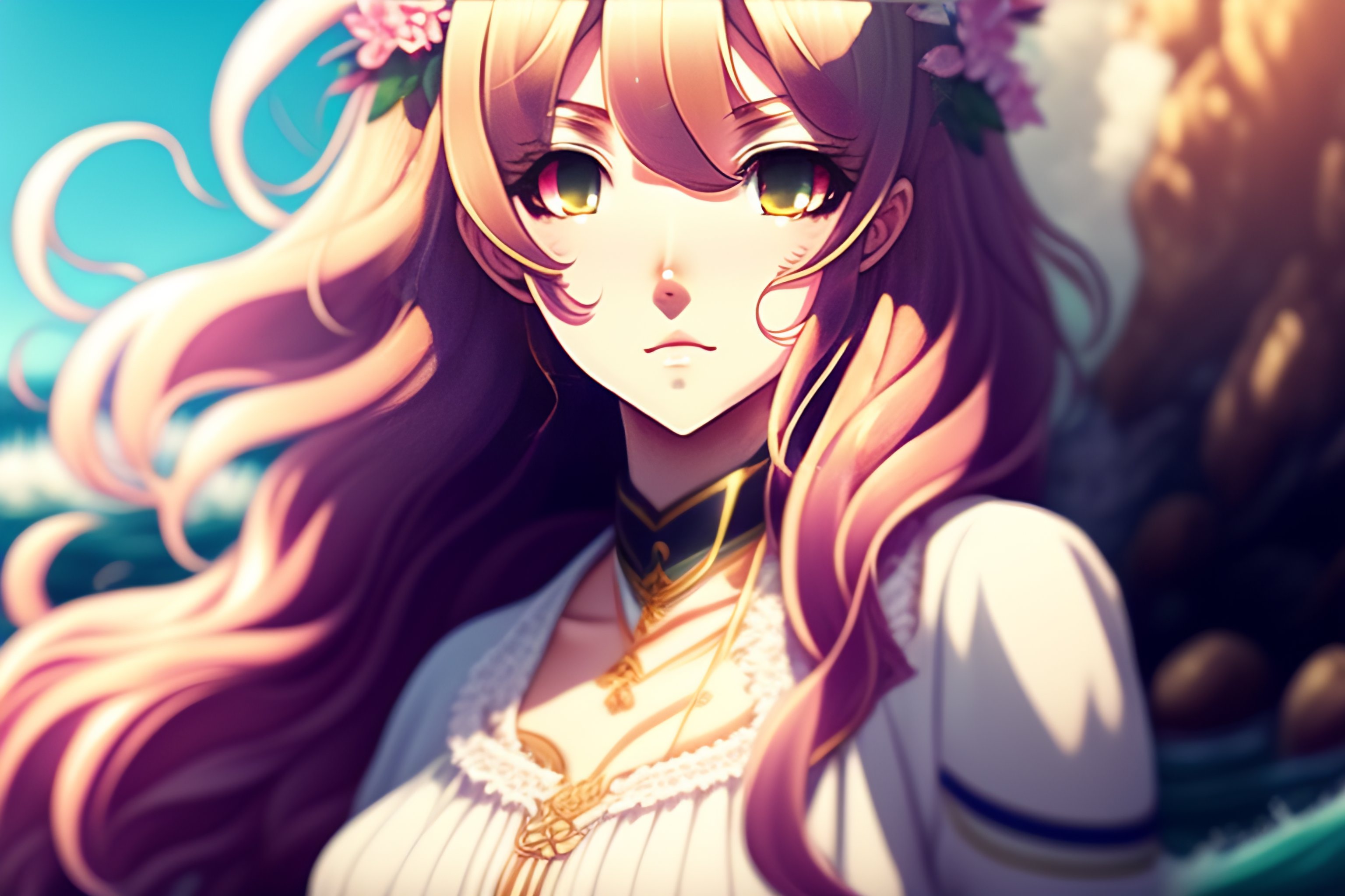 Lexica - Beautiful girl, anime style, ocean waves, masterpiece ...