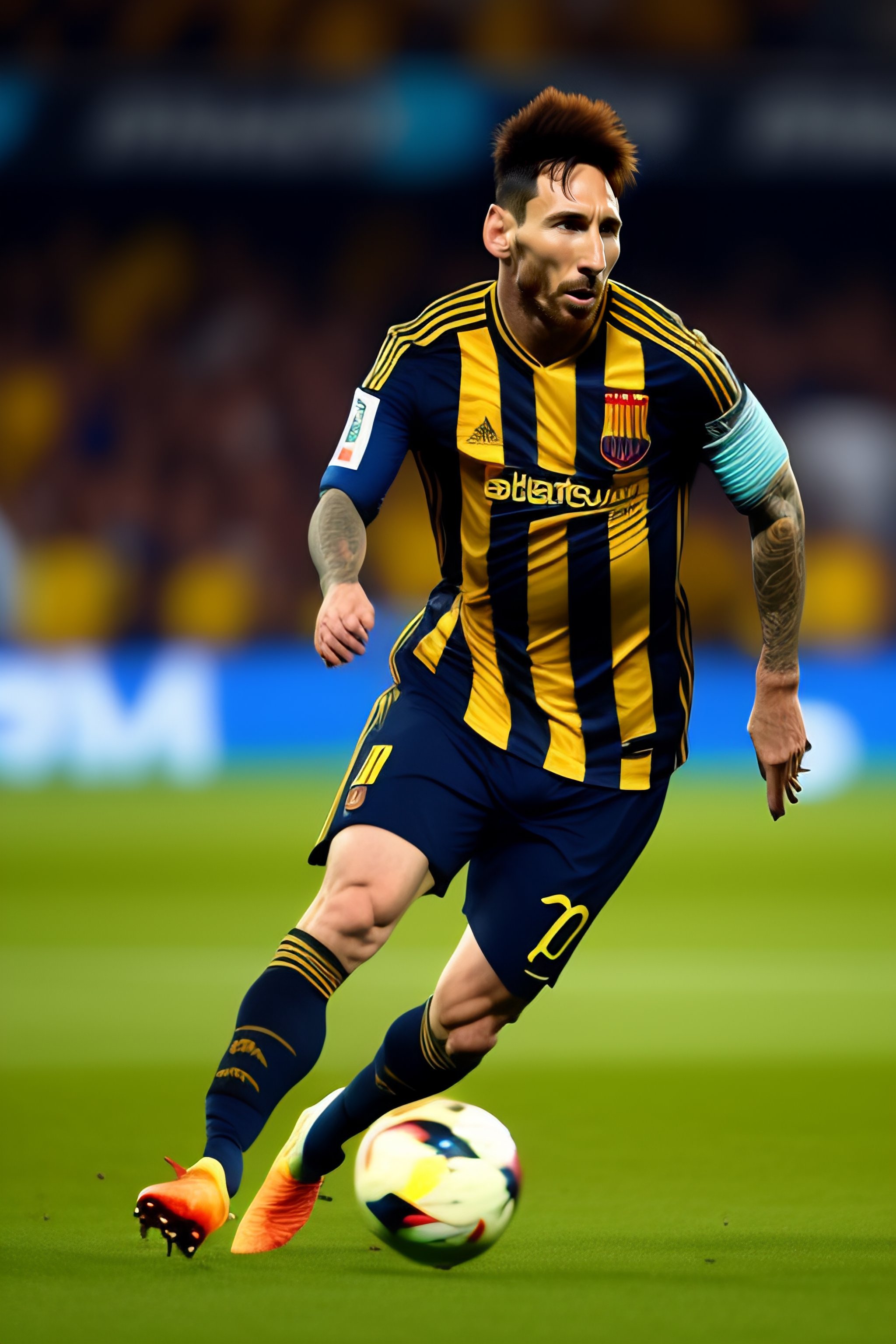 Lexica - Lionel Messi is a small, slender man with short, spiky black ...