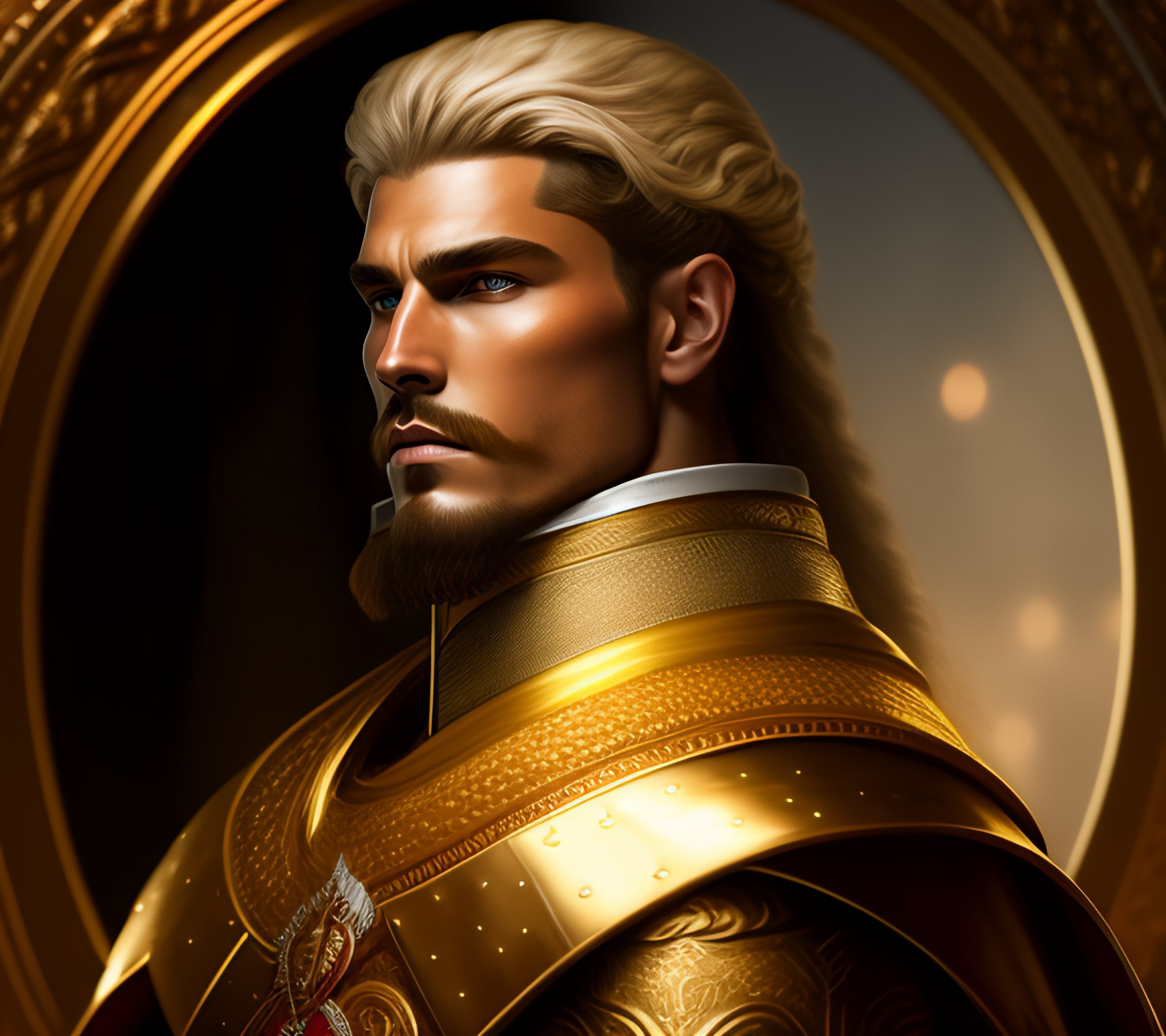 Lexica - Portrait of a white warrior king with a short curved brown ...