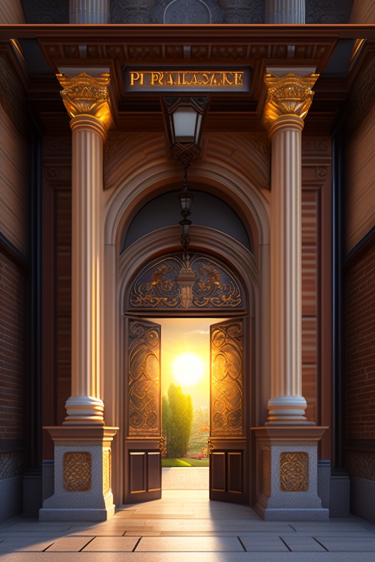 Lexica - Entrance gate to the palace with tall stone columns, stone ...