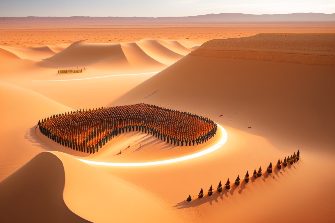 Lexica - A large trench in the desert surrounded by two armies facing ...