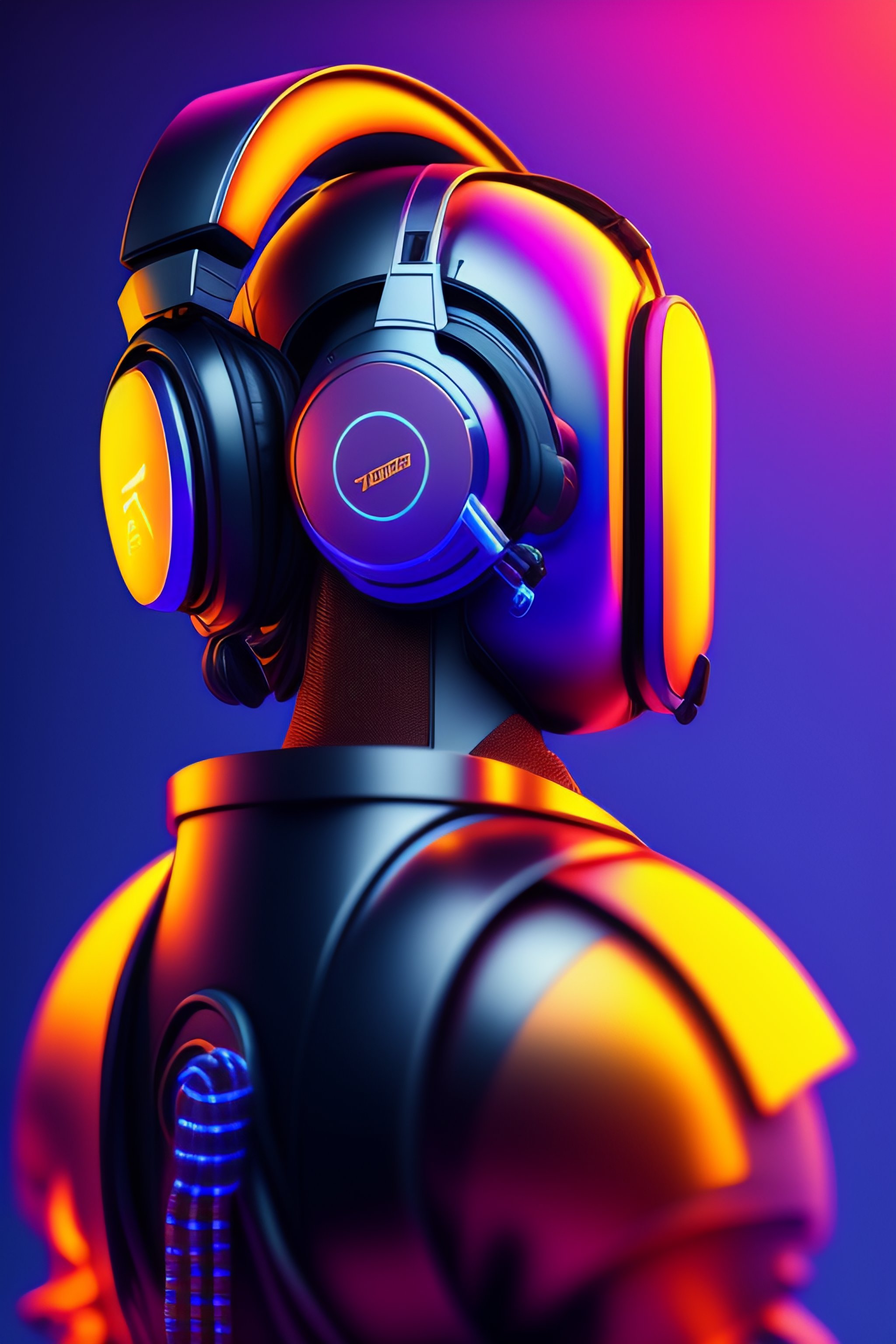 Lexica - Robot with headphones, atractive, gradient background, 4k